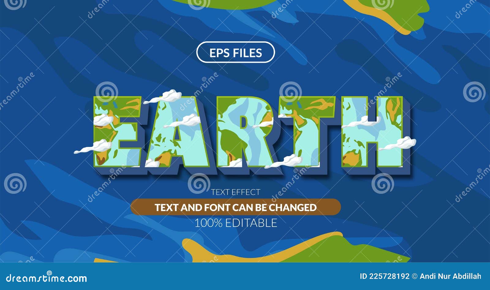 Earth Green Blue Planet 3d Editable Text Effect. Eps Vector File Stock ...