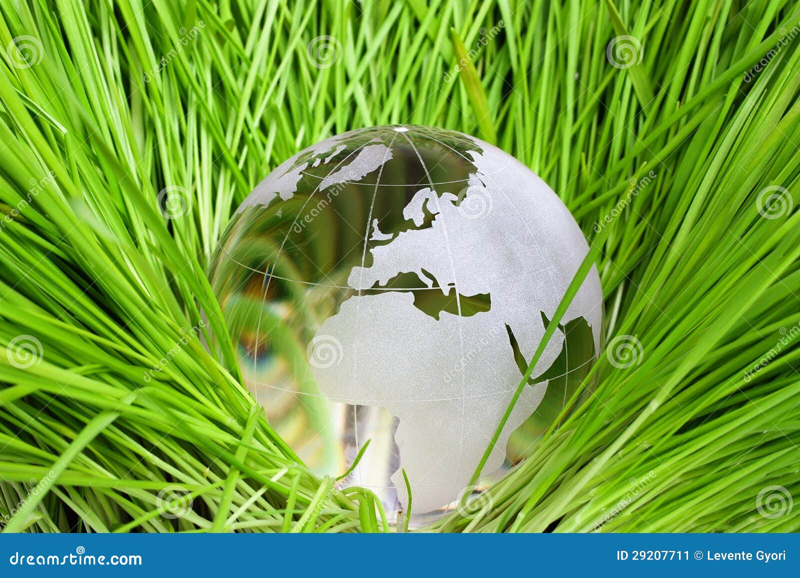 Earth in green grass stock image. Image of ball, bokeh - 29207711