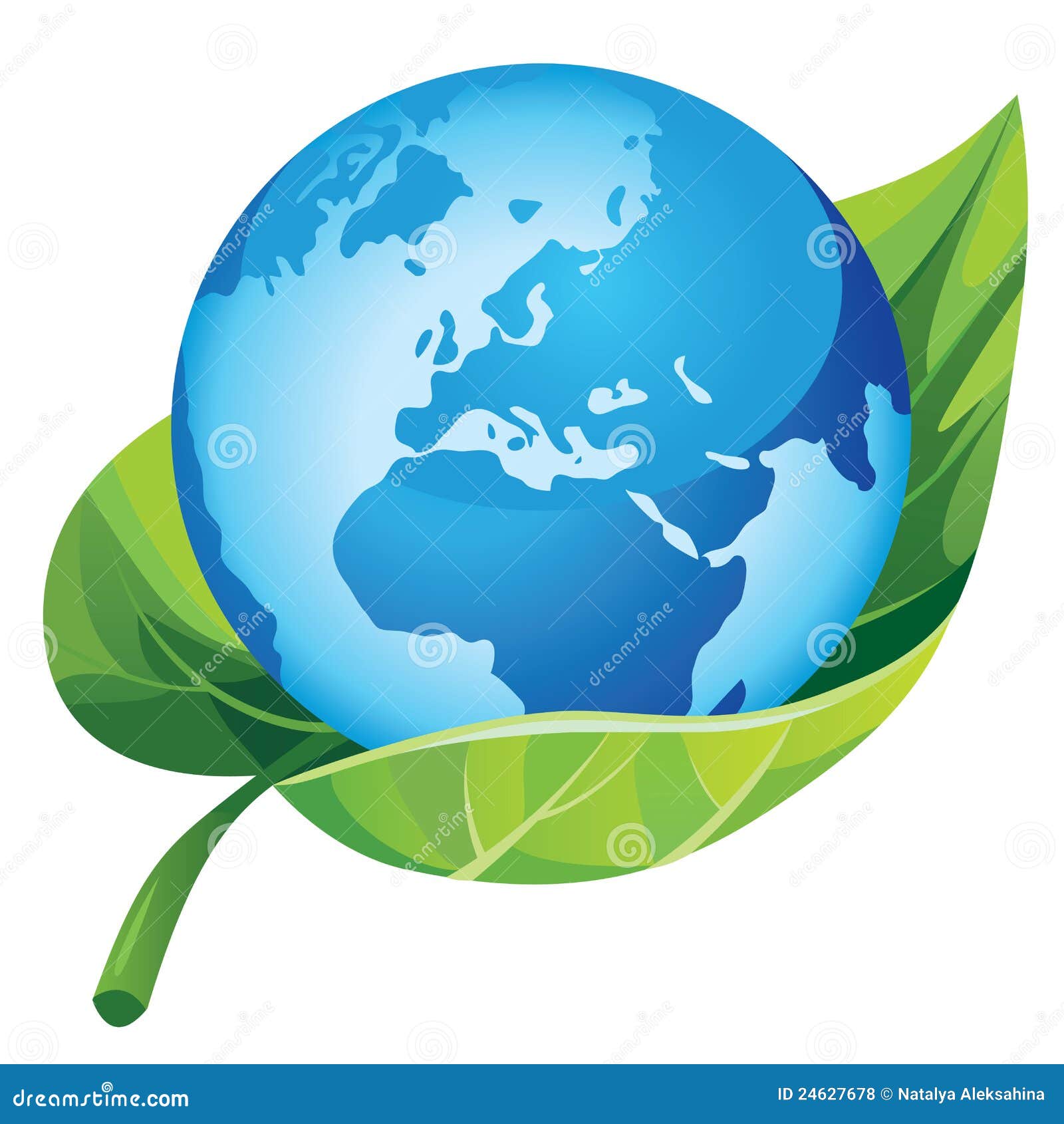 Earth with green leaf stock vector. Illustration of natural - 24627678