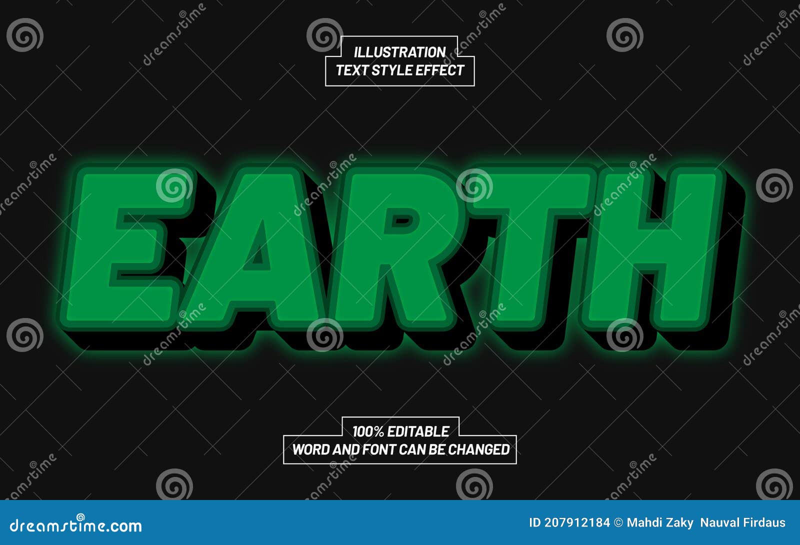 Earth Green Text Style Effect Stock Vector - Illustration of color ...