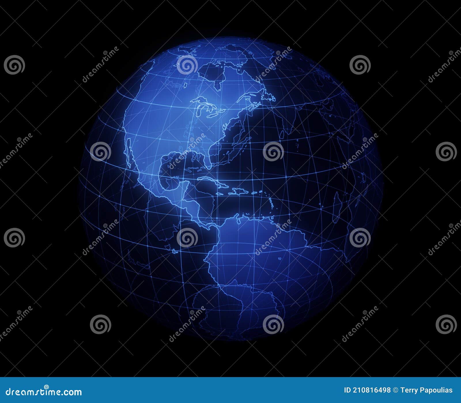 Earth Grid 3D Illustration on Outer Space Stock Illustration ...
