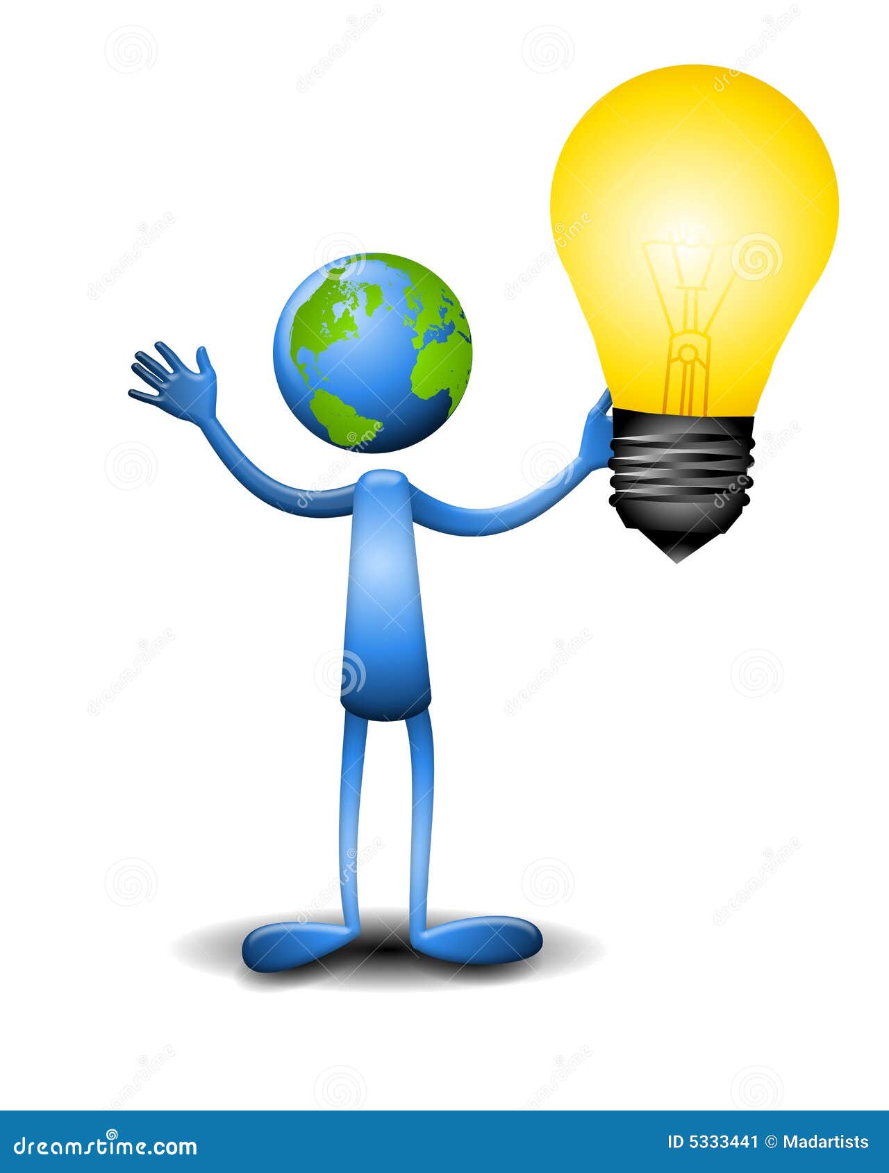 Earth Guy Holding Lightbulb Stock Illustration - Illustration of ...