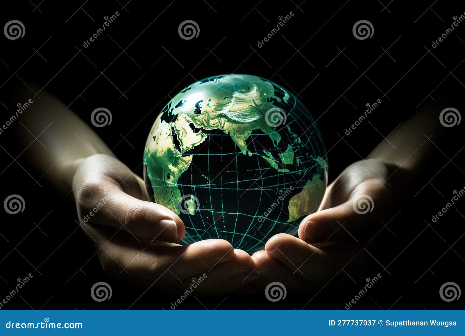 Earth in Hand Earth Background from Generative Ai Stock Illustration ...