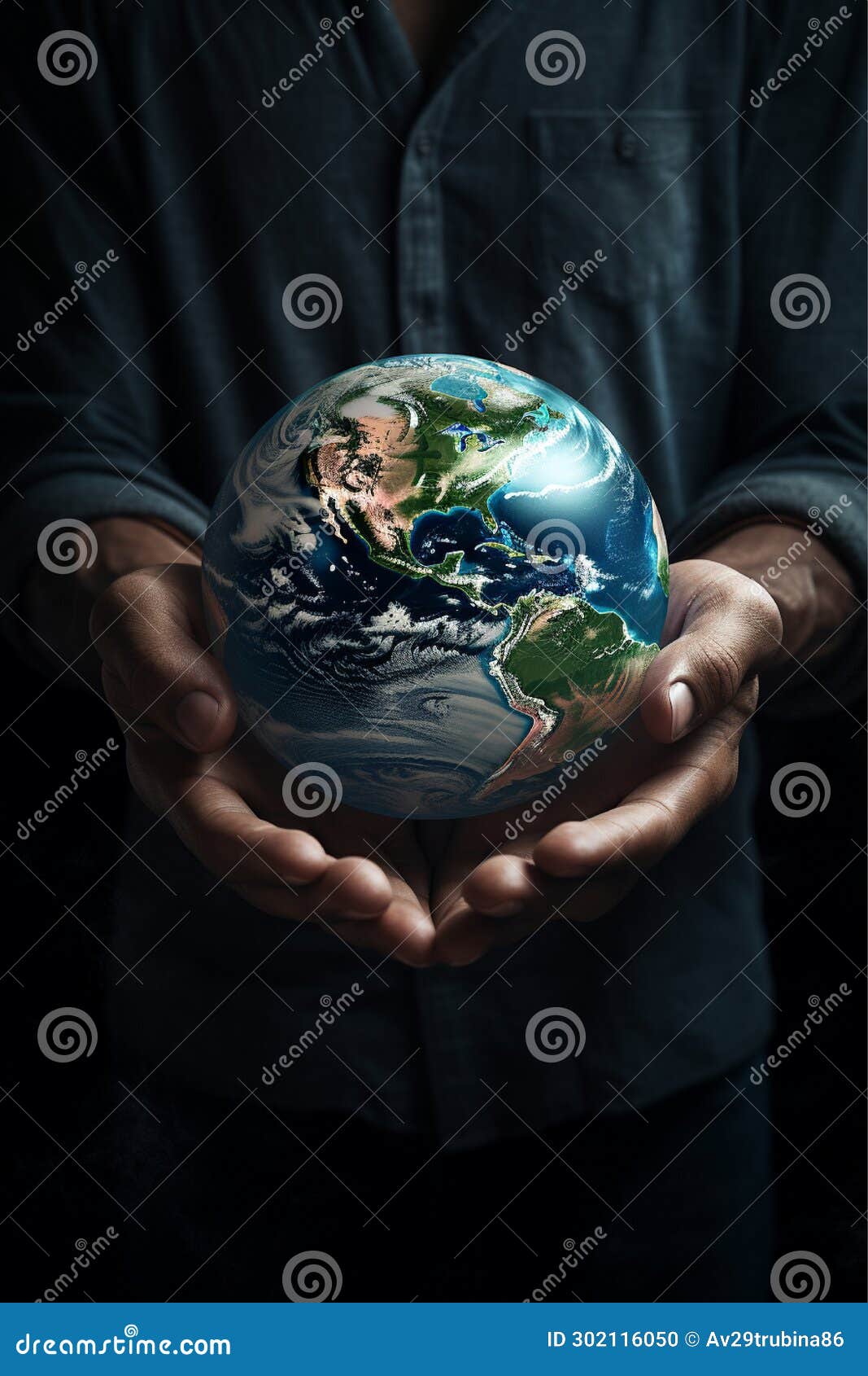 Earth in hand stock illustration. Illustration of planet - 302116050