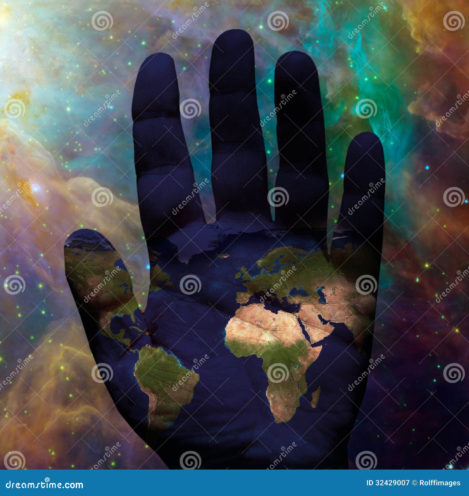 Earth hand galactic stock illustration. Illustration of care - 32429007