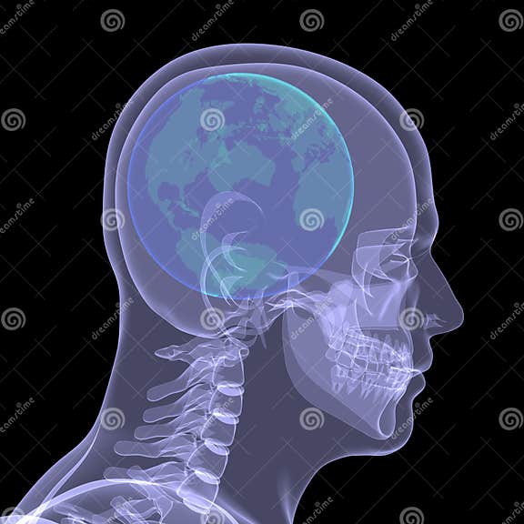 Earth in head stock illustration. Illustration of head - 31937160