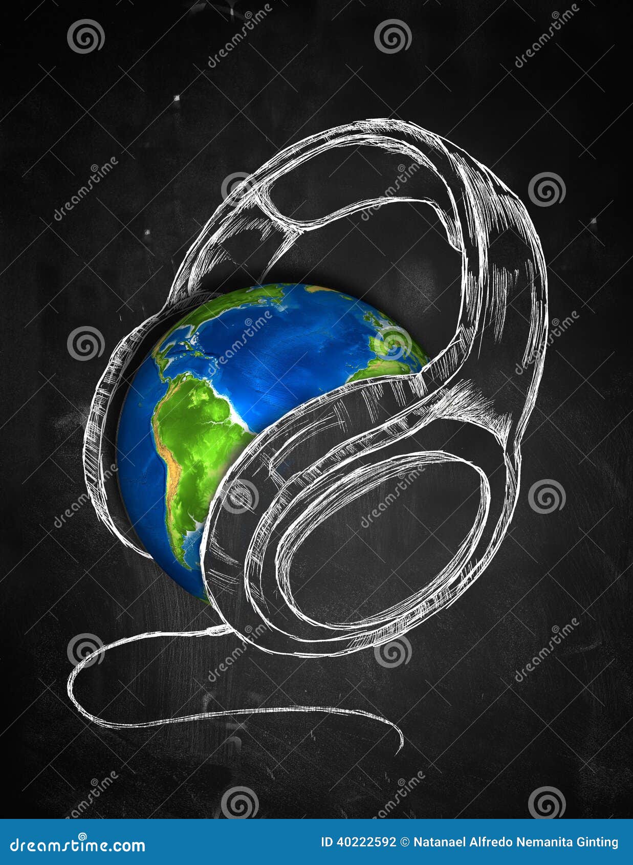 Music Earth Headphone Chalk Stock Illustrations – 4 Music Earth ...