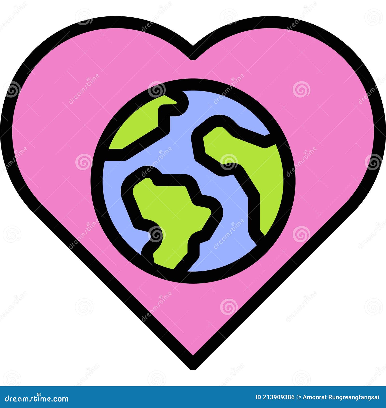 Earth in Heart Icon, Earth Day Related Vector Stock Vector ...