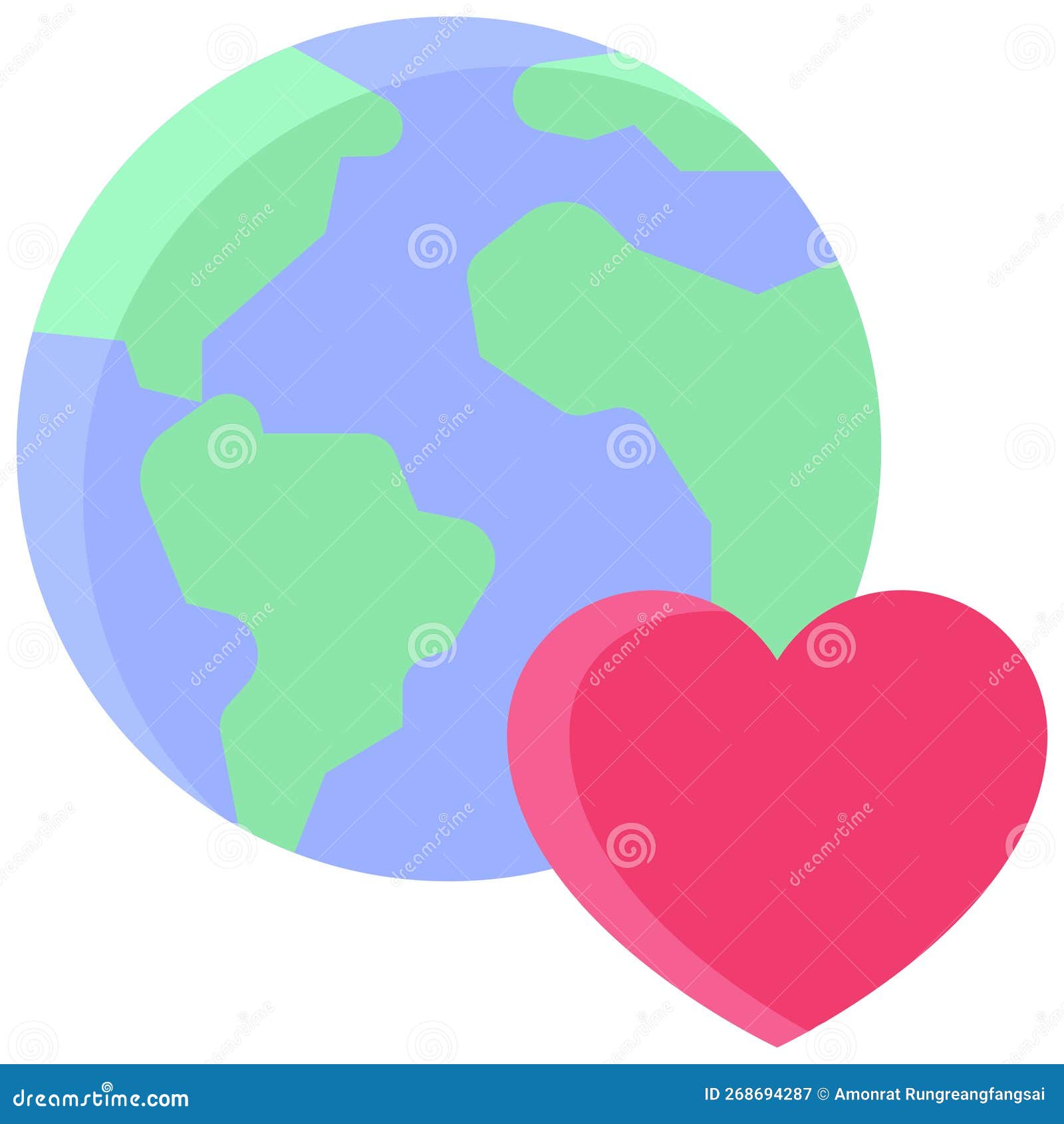 Earth with Heart Icon, Love and Heart Vector Stock Vector ...