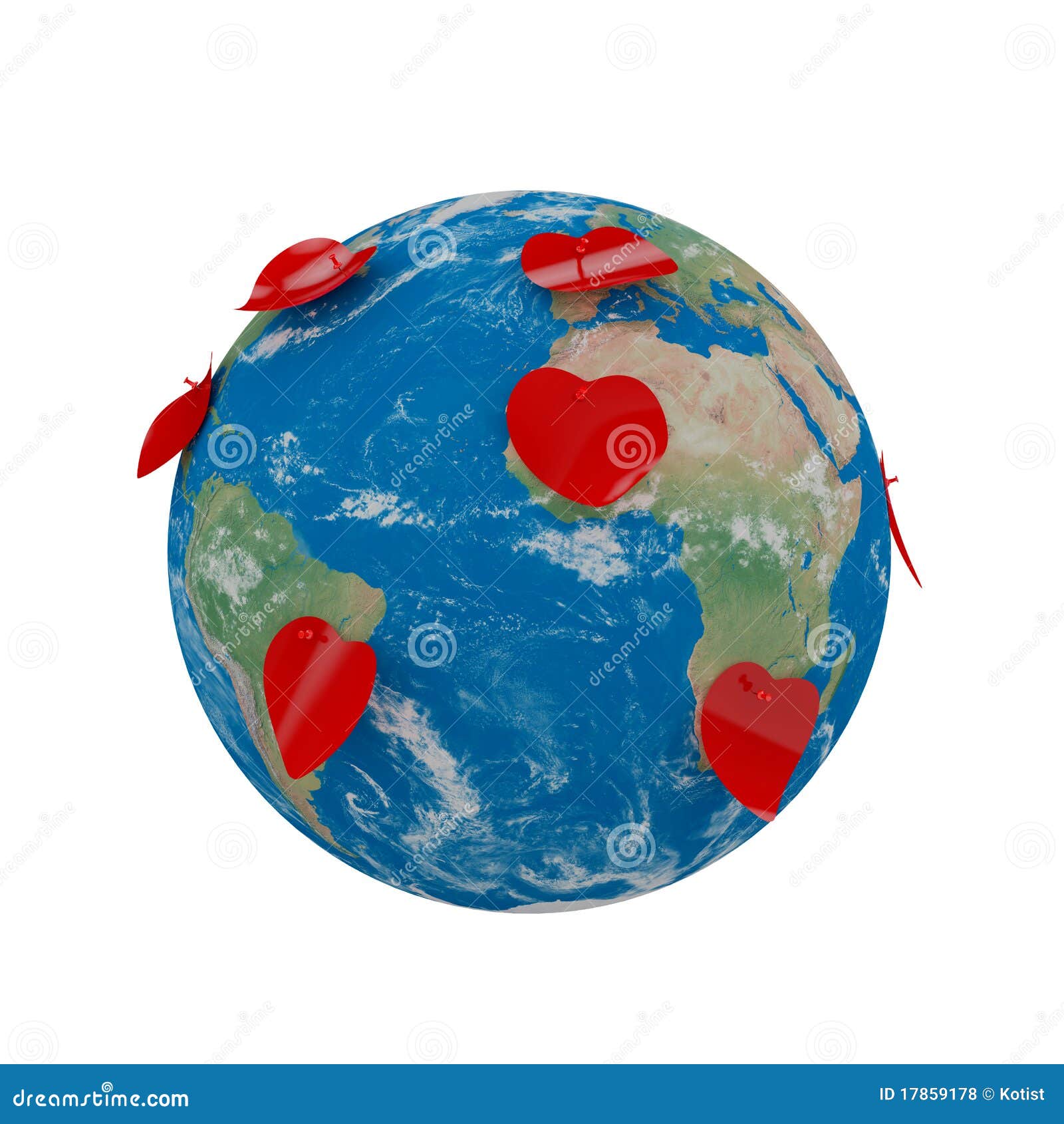 Earth with Heart Shape Stickers Stock Illustration - Illustration of ...