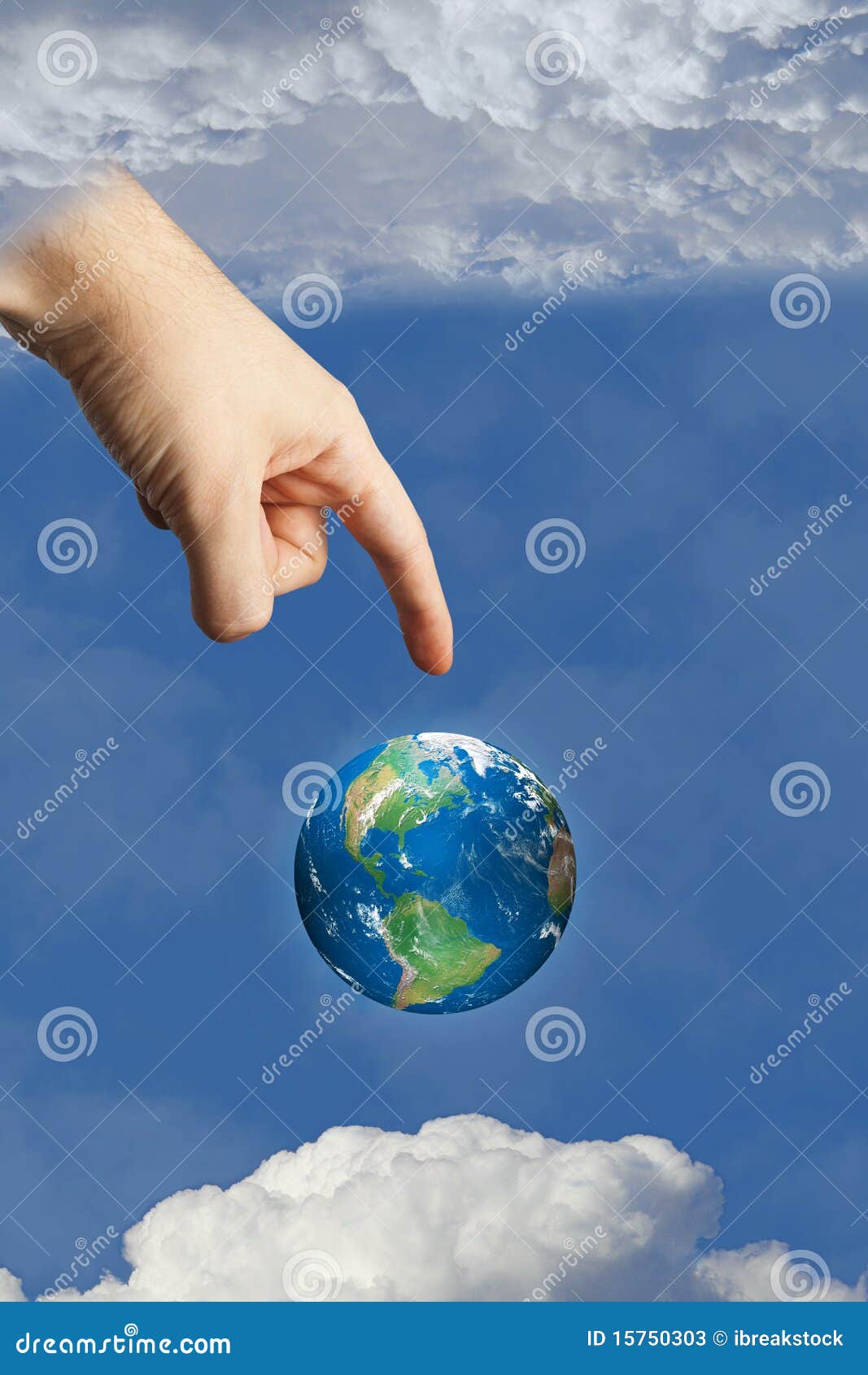 Earth in Heaven Touched by the Hand of God Stock Illustration ...
