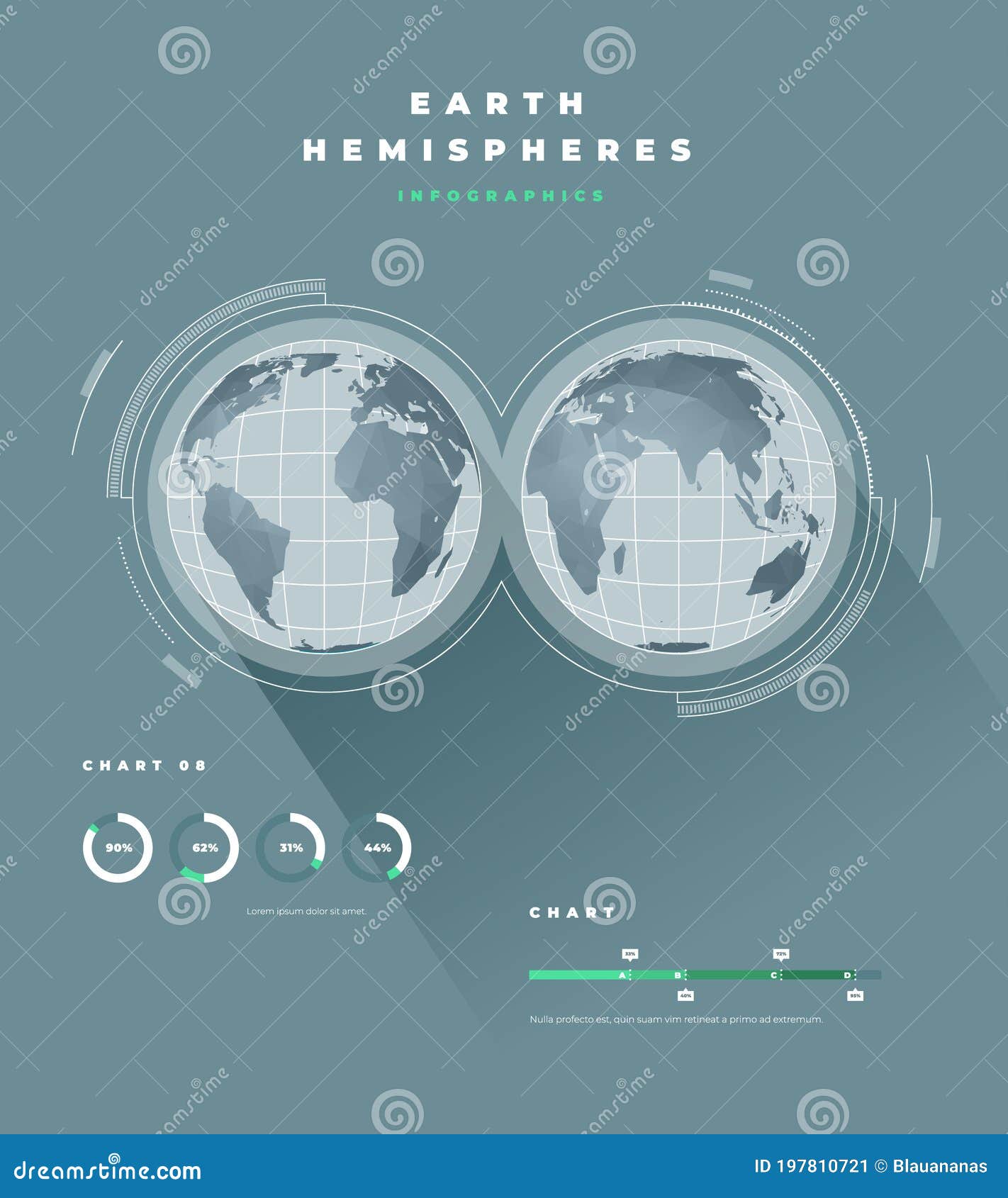 Earth Hemispheres Infopgraphics Stock Vector - Illustration of west ...