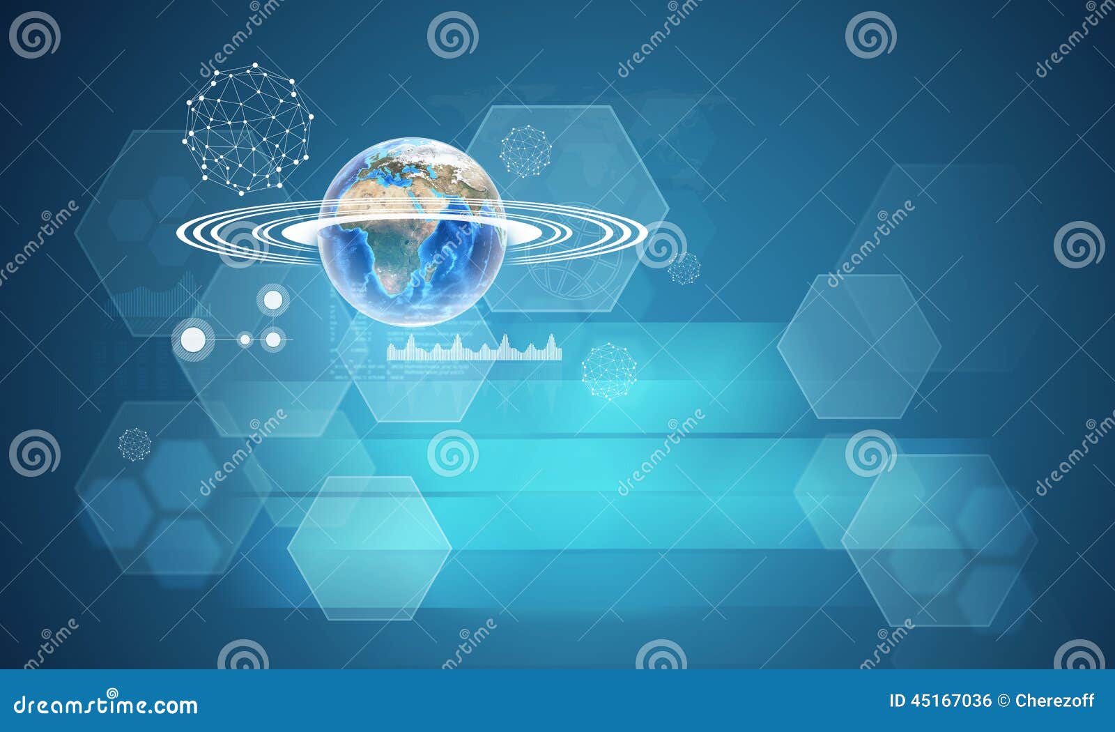 Earth with Hexagons, Graphs and Wire-frame Spheres Stock Illustration ...