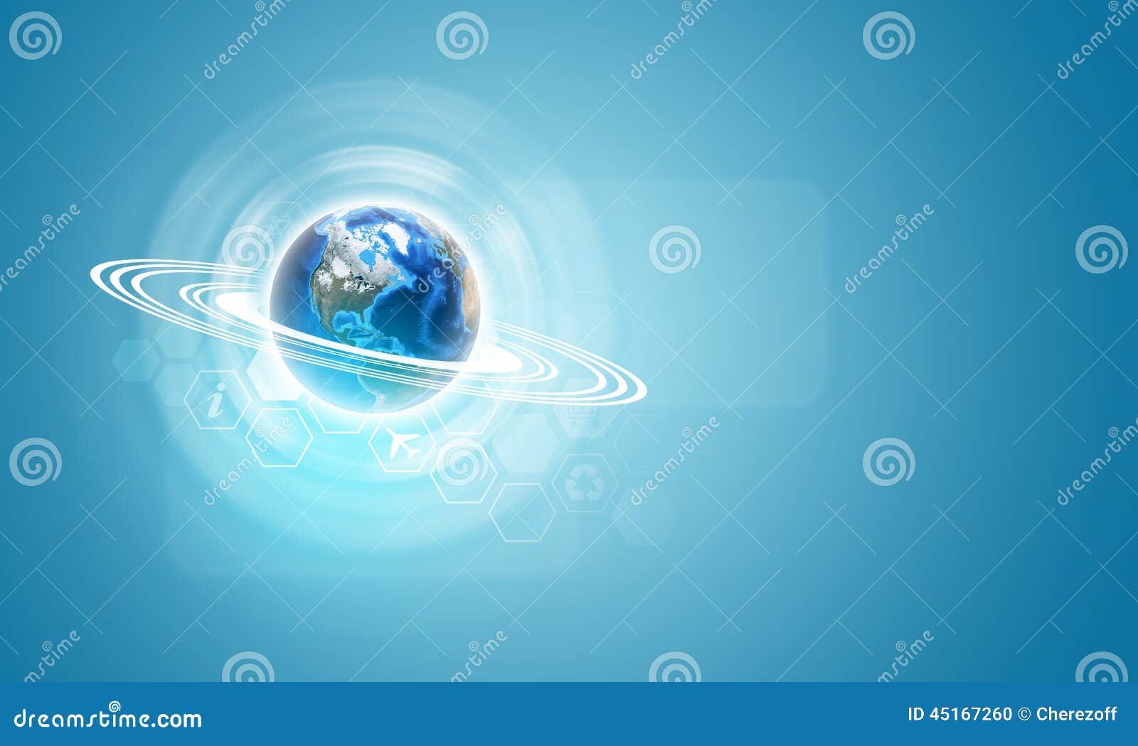 Earth and Hexagons with Icons Stock Photo - Image of earth, gradient ...