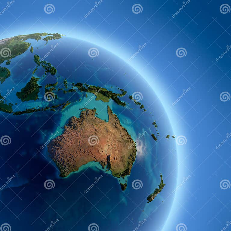 Earth with High Relief, Illuminated Stock Illustration - Illustration ...