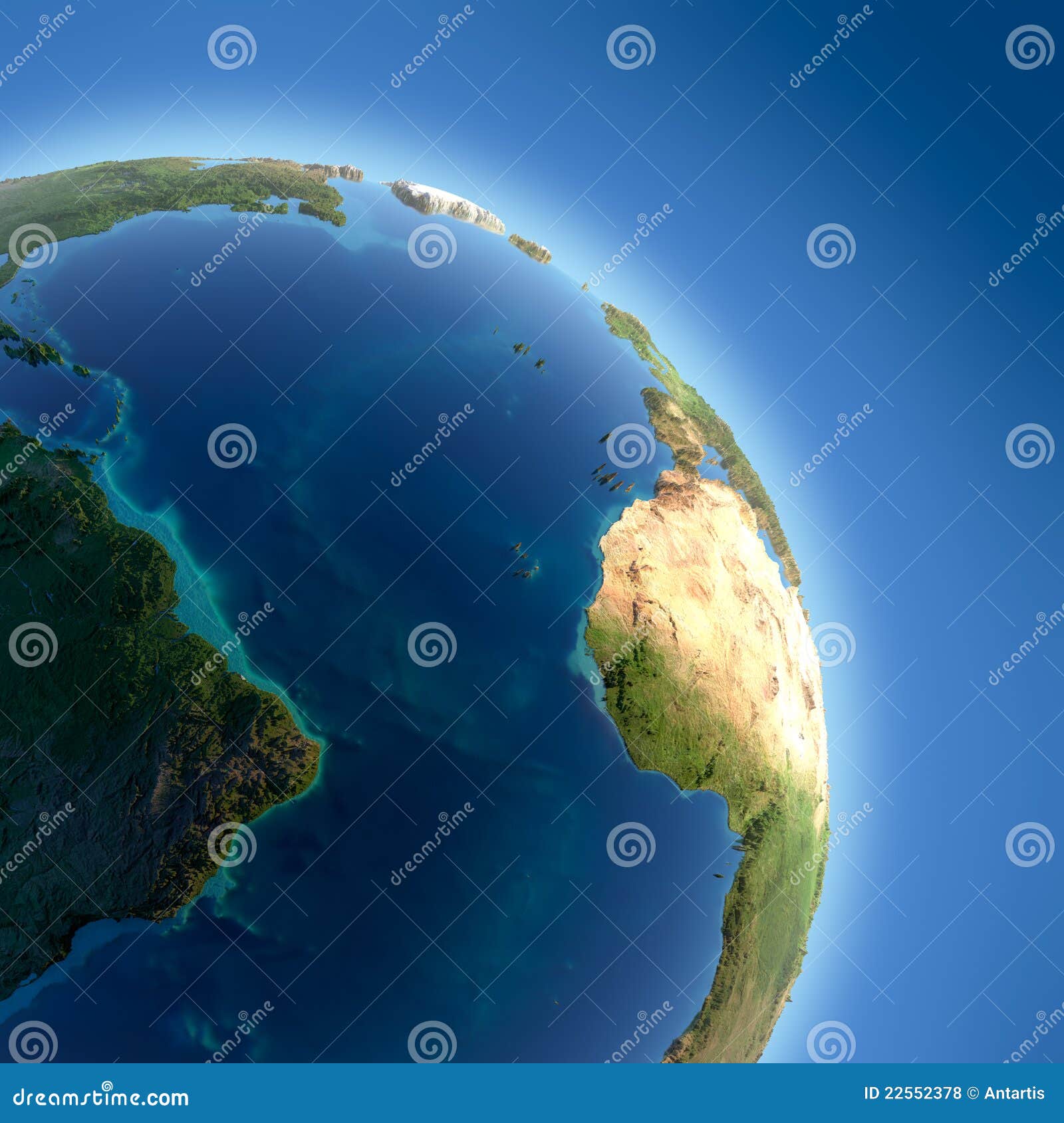 Earth with High Relief, Illuminated Stock Illustration - Illustration ...