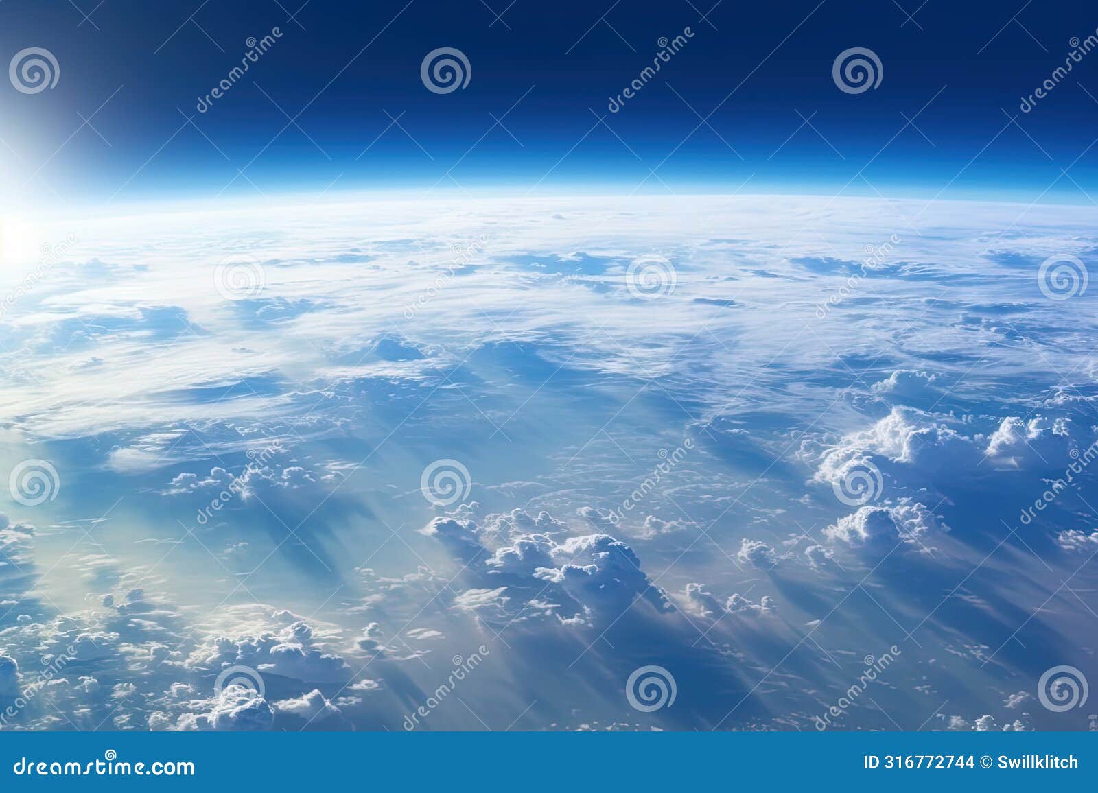 Earth Horizon View from Space. Satellite or Plane View of the Planet ...