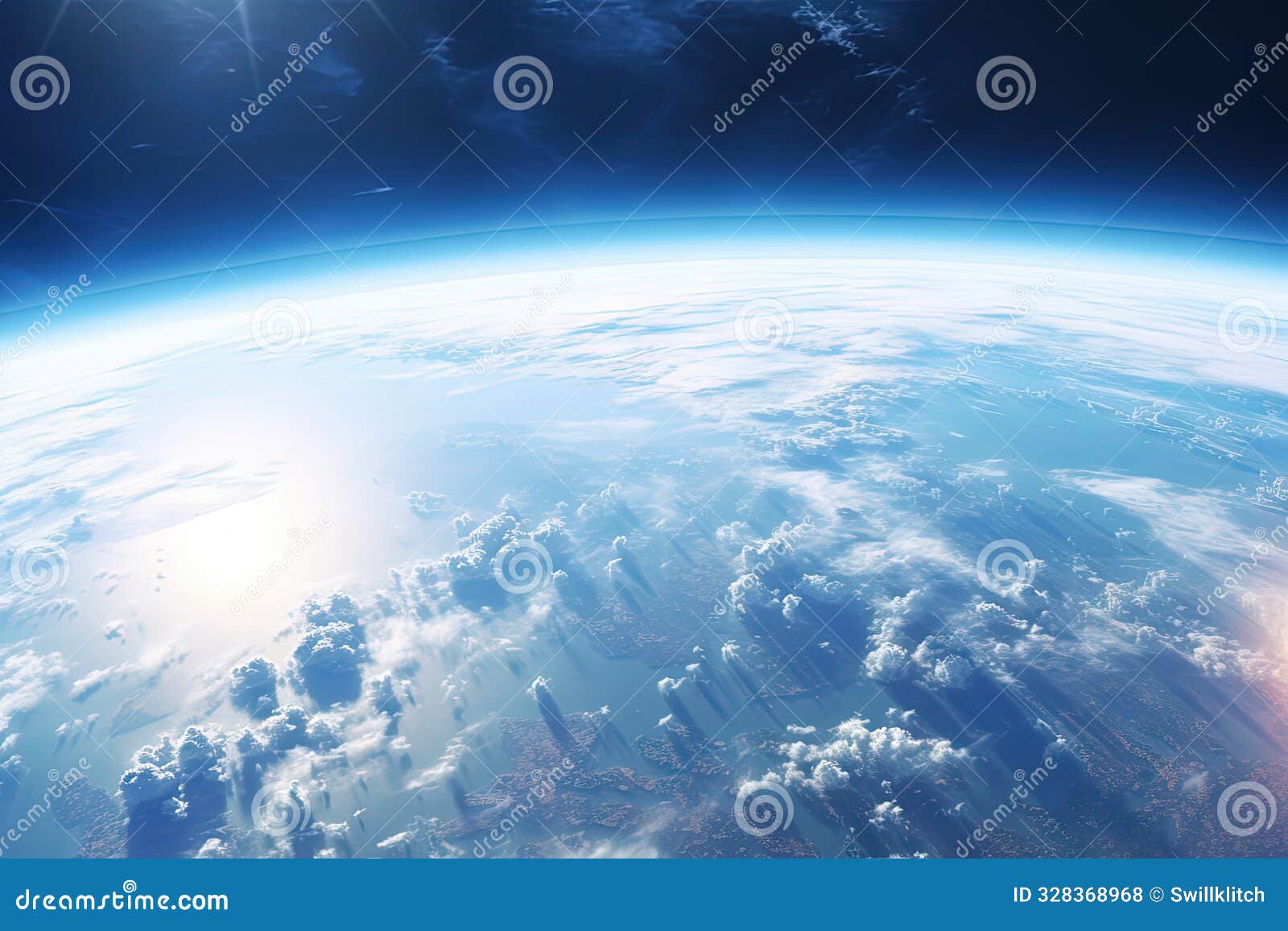 Earth Horizon View from Space. Satellite or Plane View of the Planet ...