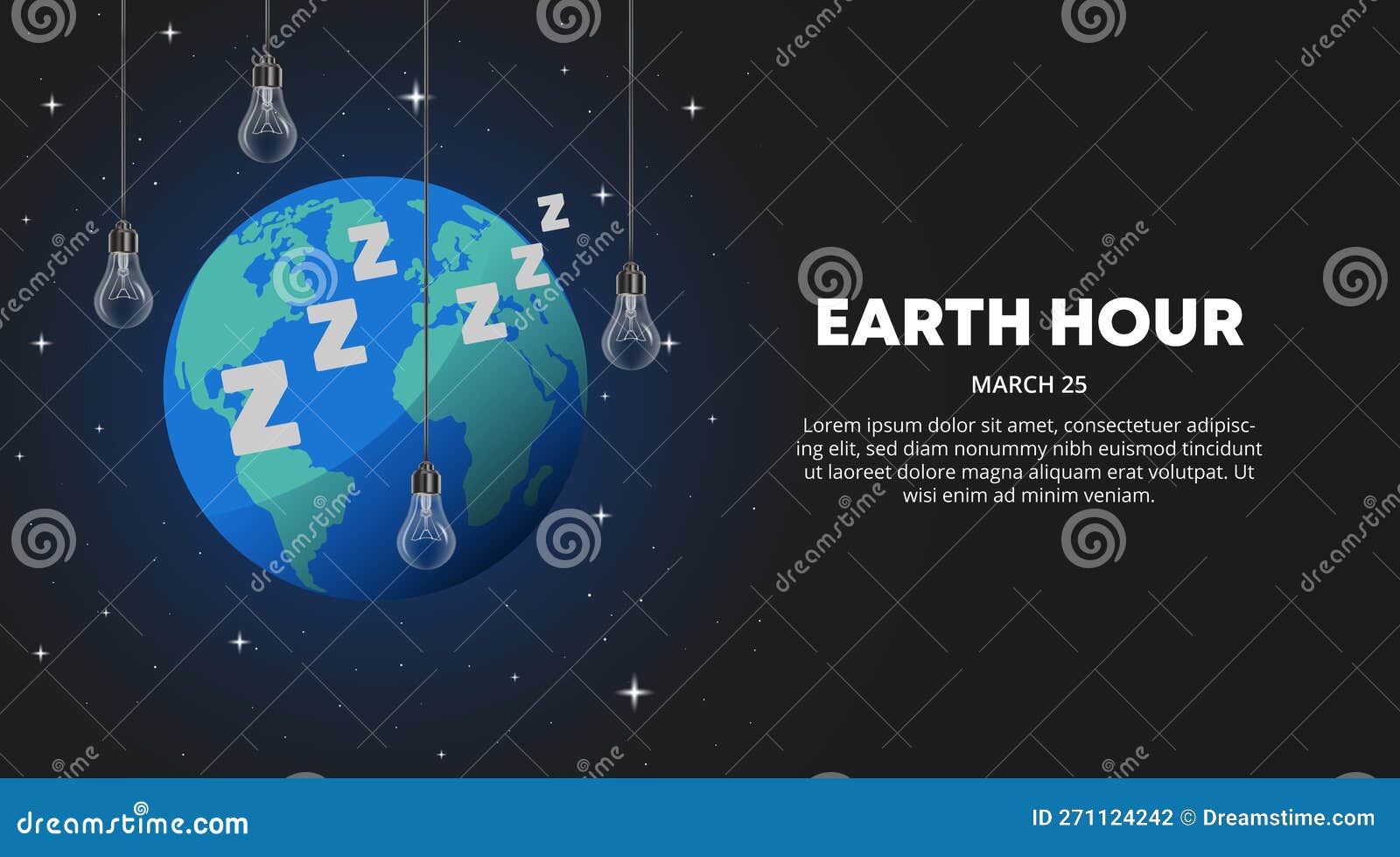 Earth Hour Background with the Earth and Off Lamps Stock Vector ...