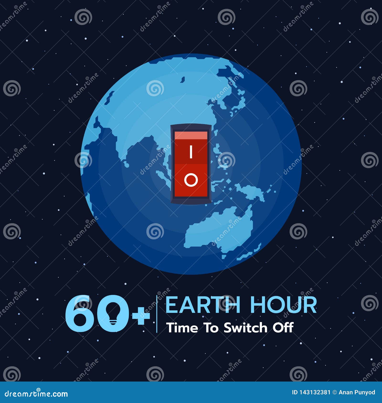 Earth Hour Banner with Switch Off Position on Earth Background Vector ...