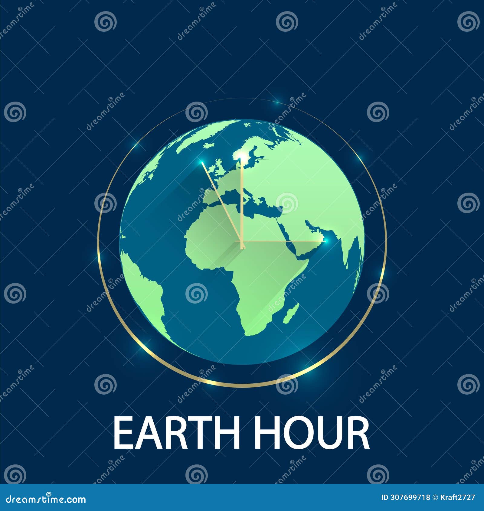 Earth Hour Clock and Planet Stock Vector - Illustration of minute ...