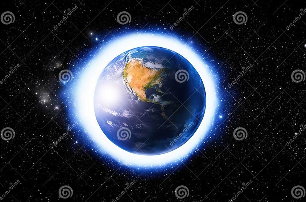 Earth Hour Concept. Planet Earth Surface in Dark Deep Space.Save the Environment.Copy Space ...