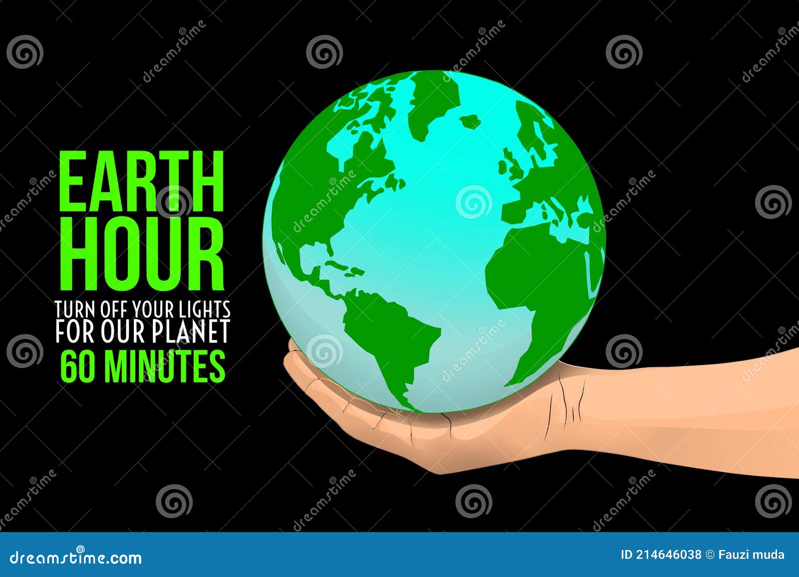 Earth Hour Day Banner with Switch Turn Off the Lights Around the Earth ...