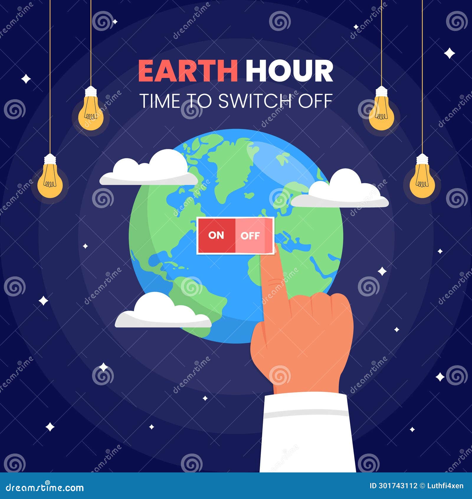 Earth Hour Day Social Media Post Stock Illustration - Illustration of ...