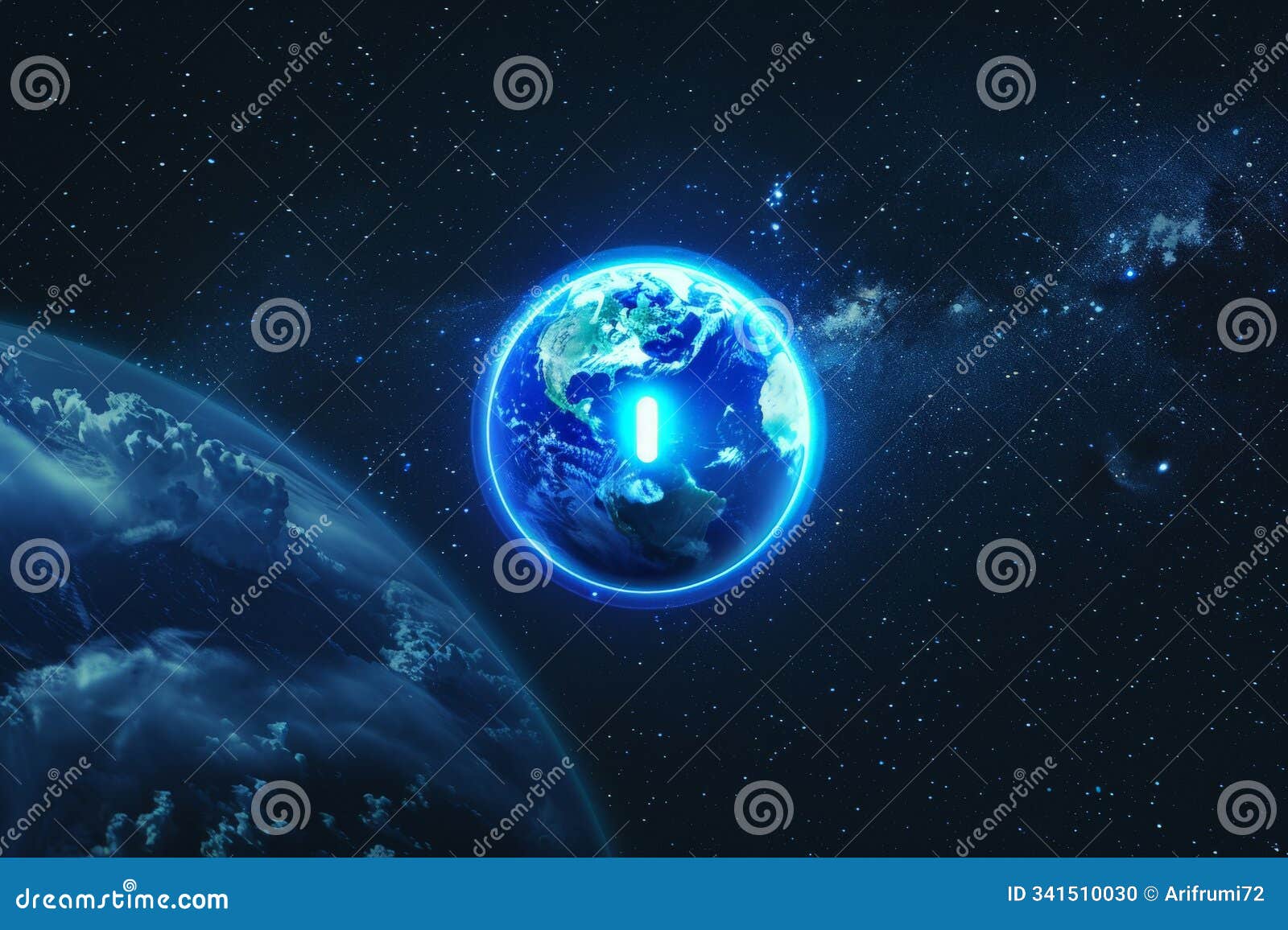 Earth Hour Ecology and Environment Concept with Blue Planet Earth in ...