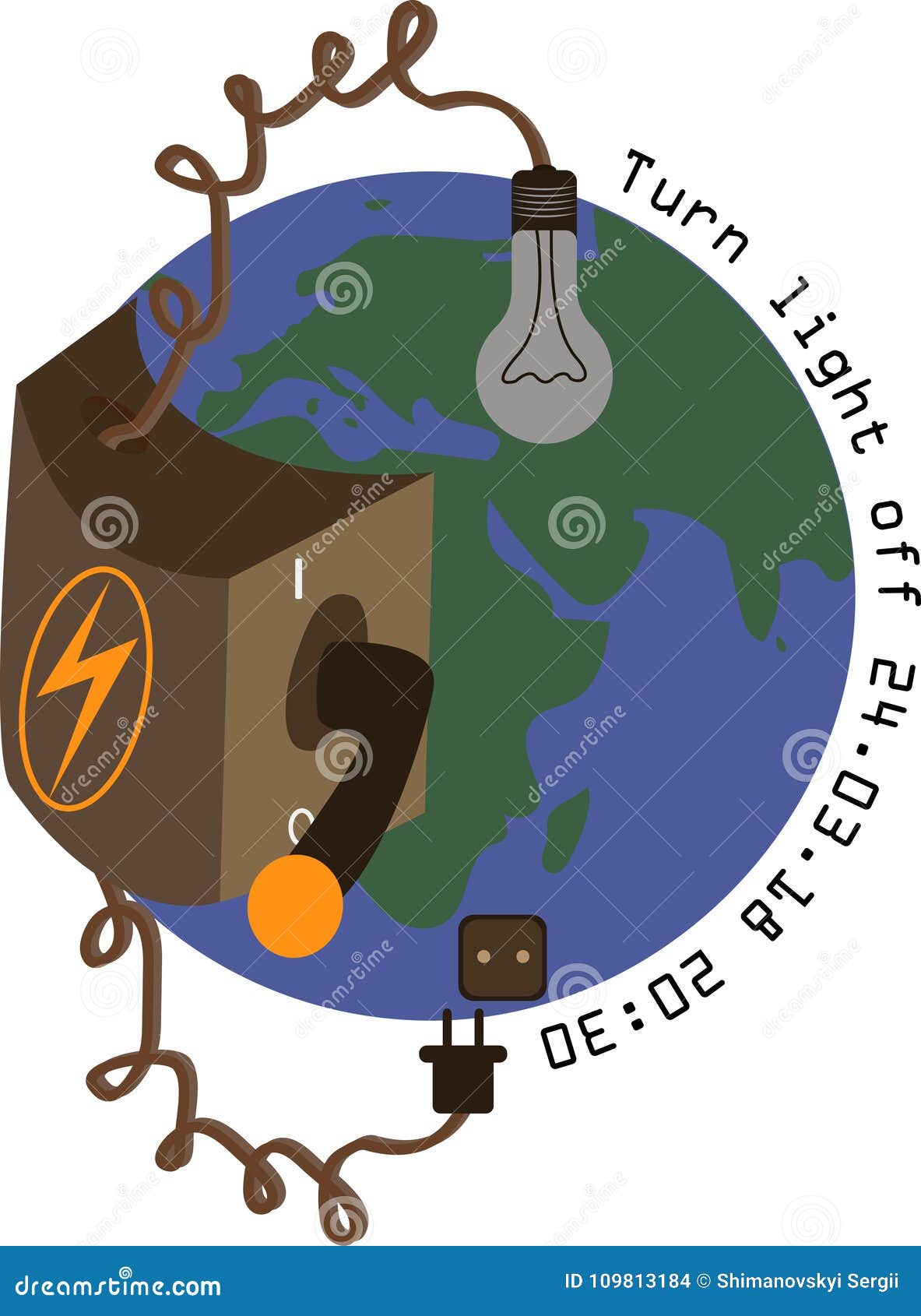 Illustration of Earth Hour. the Switch is in the Off Position, T Stock ...