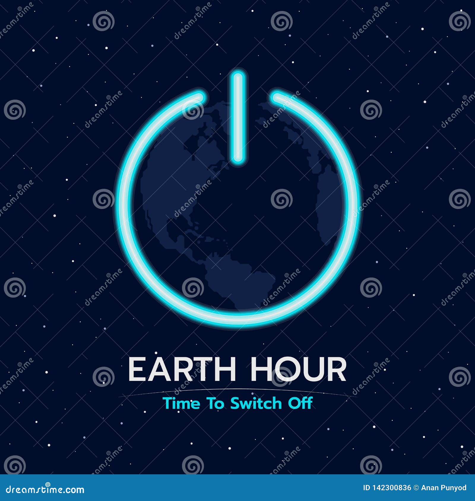 Earth Hour Time To Switch Off Banner with Earth in Shutdown Sign on ...