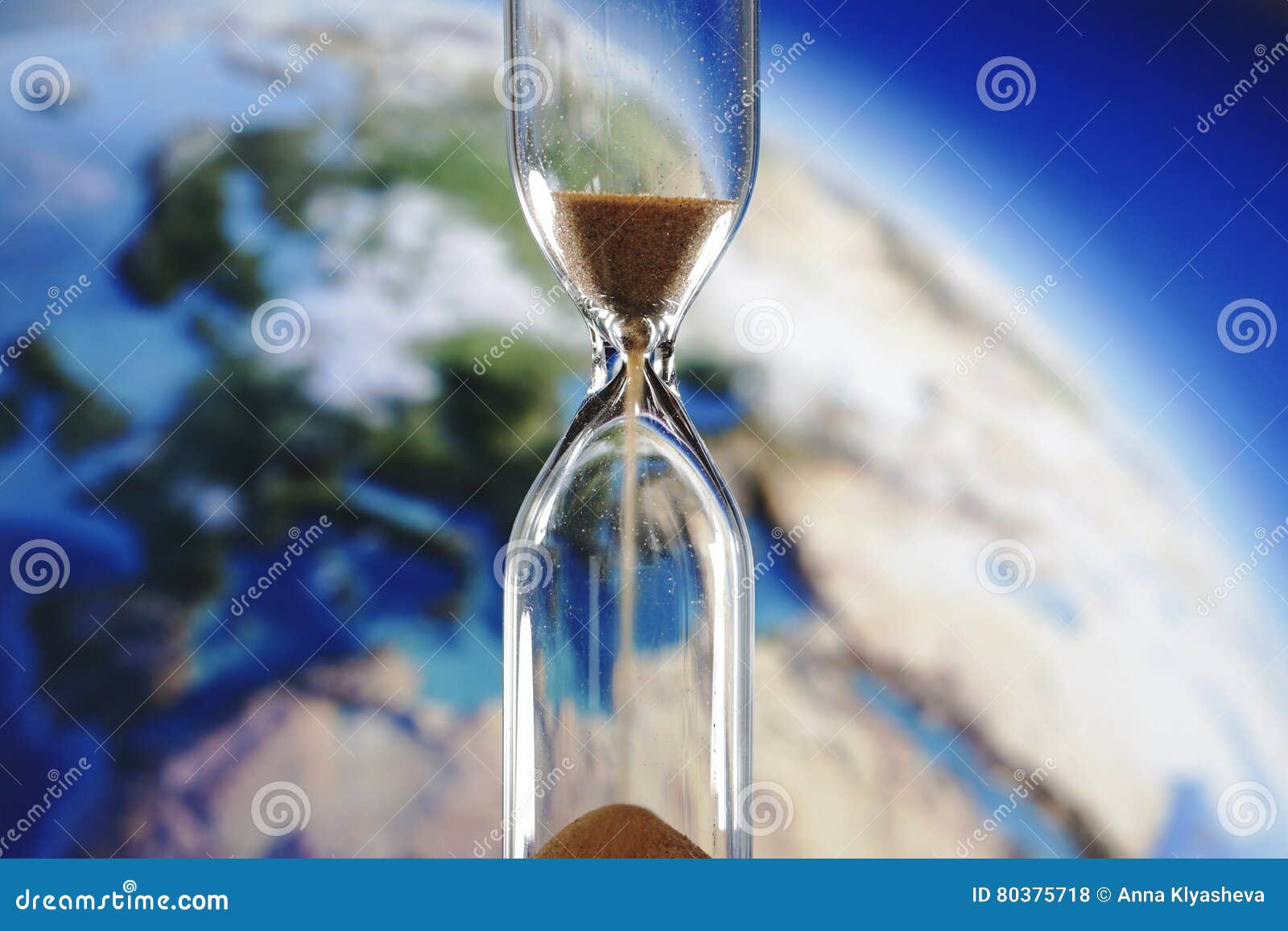 Earth and hourglass stock photo. Image of planet, globe - 80375718