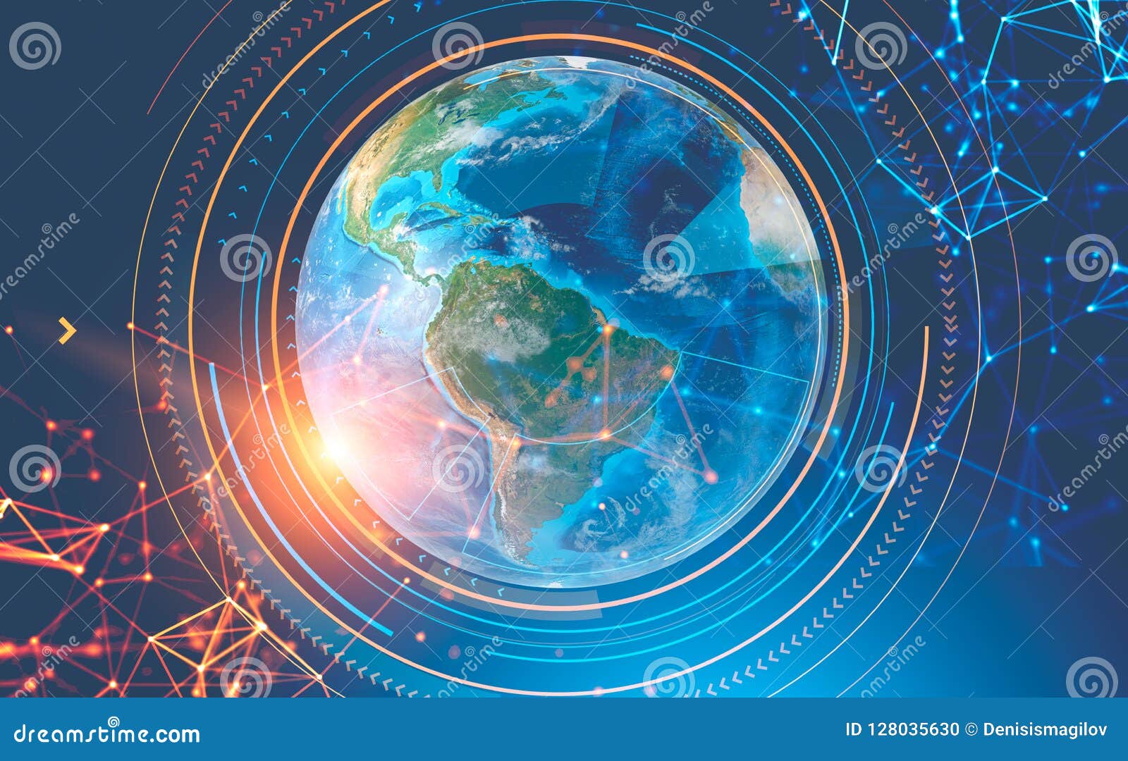 Earth in hud, polygons stock illustration. Illustration of online ...