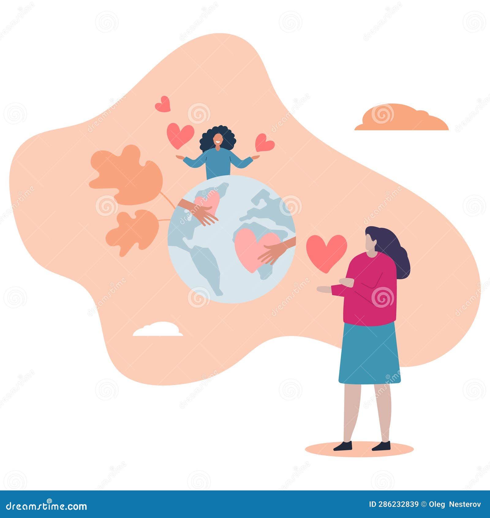 Earth Hug Vector Illustration. Love, Care Planet Stock Illustration ...