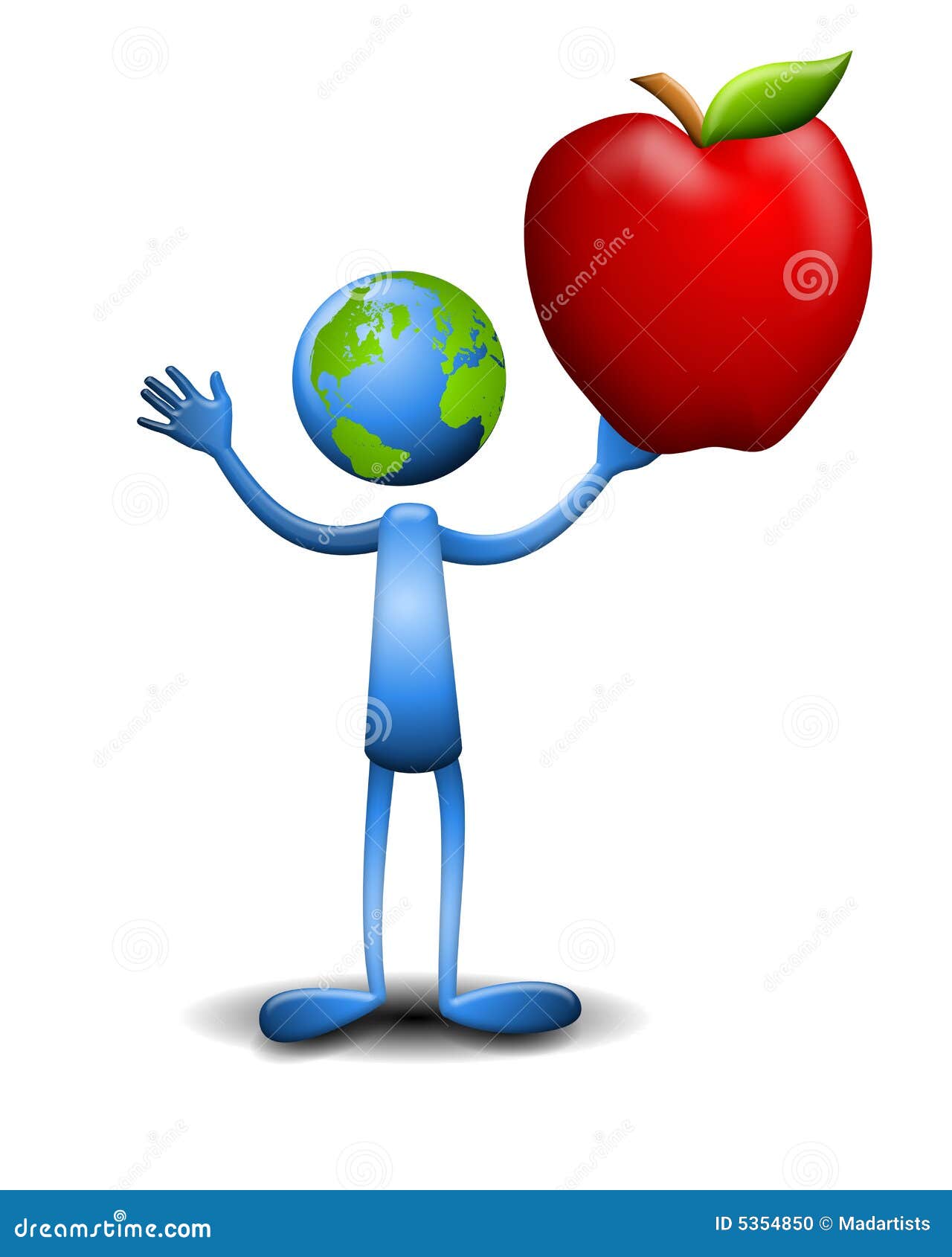 Earth Humanoid Holding Apple Stock Illustration - Illustration of ...