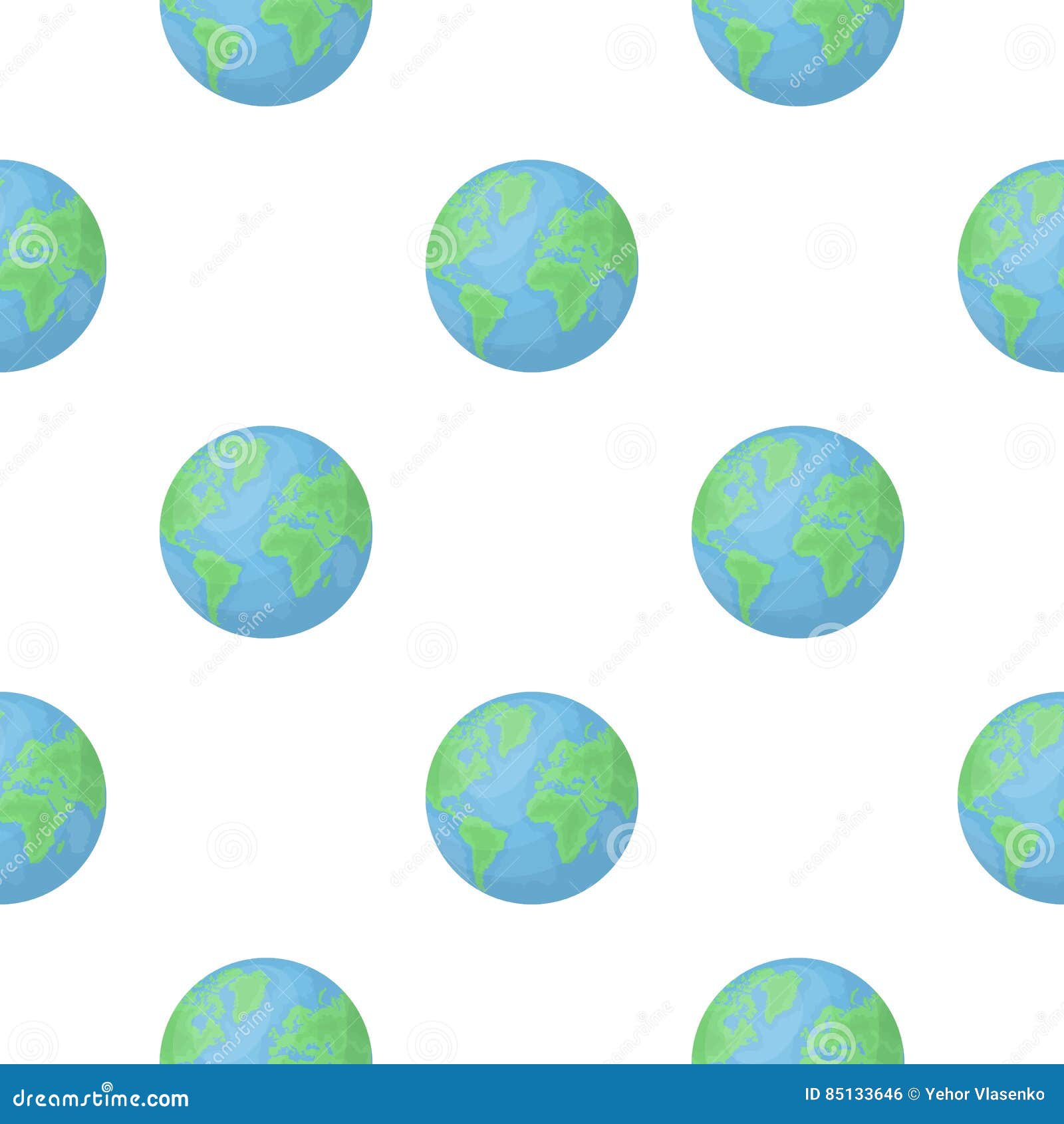 Earth Icon in Cartoon Style Isolated on White Background. Space Pattern ...