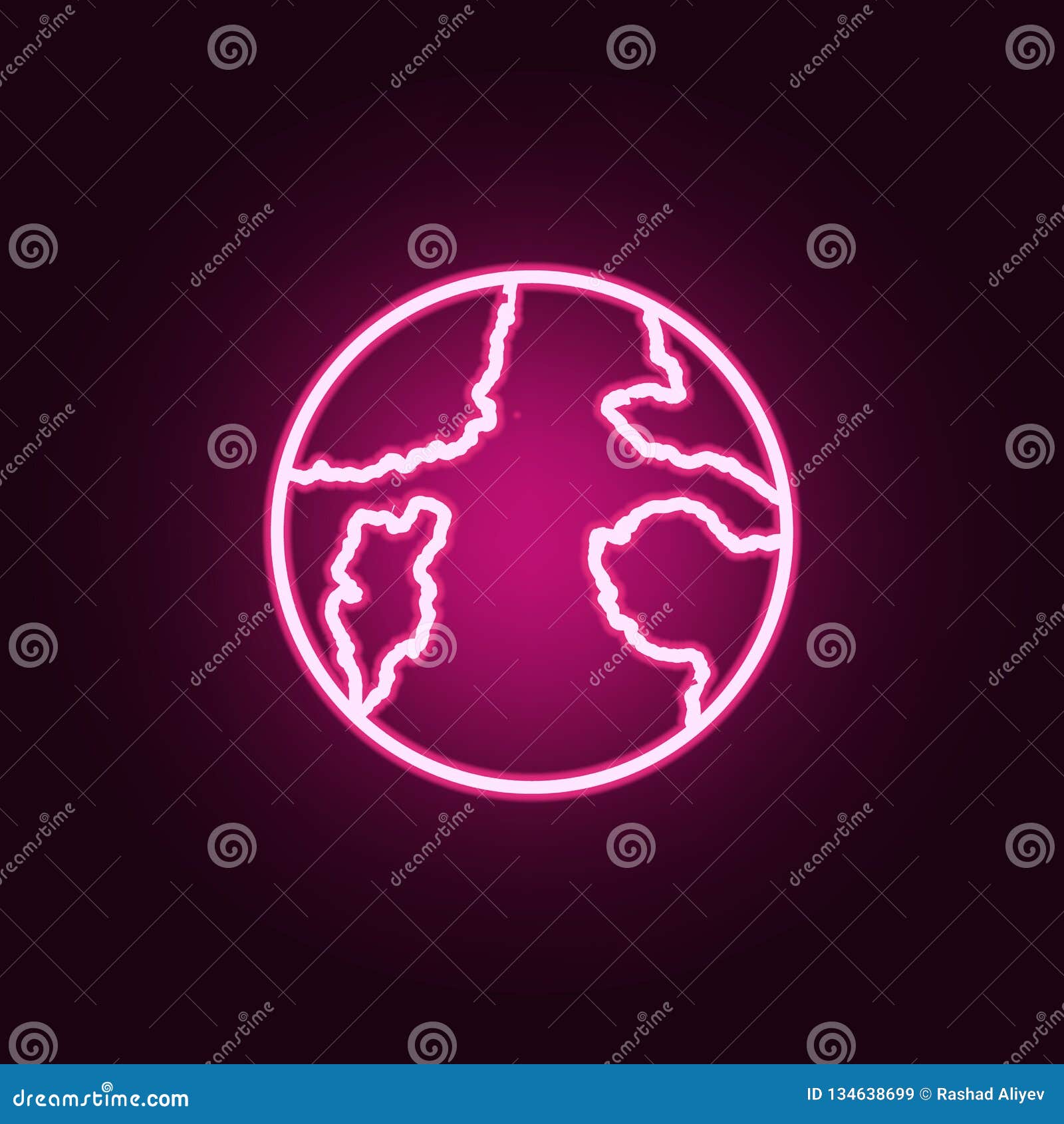 Earth Icon. Elements of Web in Neon Style Icons Stock Illustration ...
