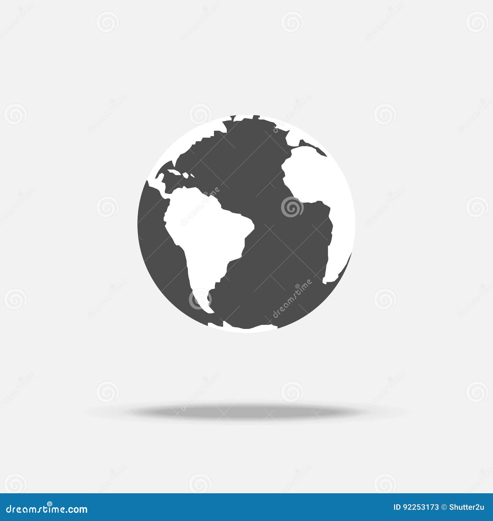 Earth Icon with shadow stock vector. Illustration of element - 92253173