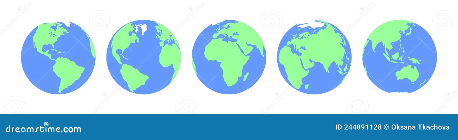 Earth Icons Set. Earth Globe from Different Sides Stock Vector ...