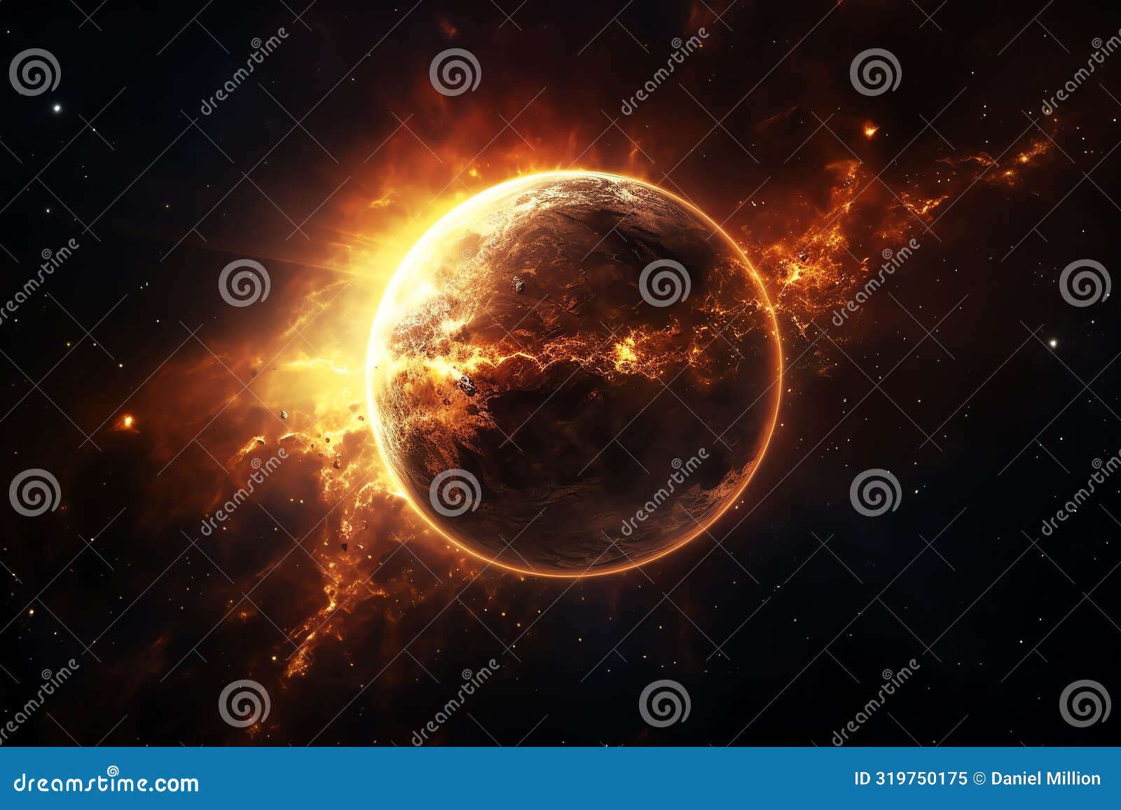 Earth Illustration with Backlight in Outer Space, Solar System Element ...