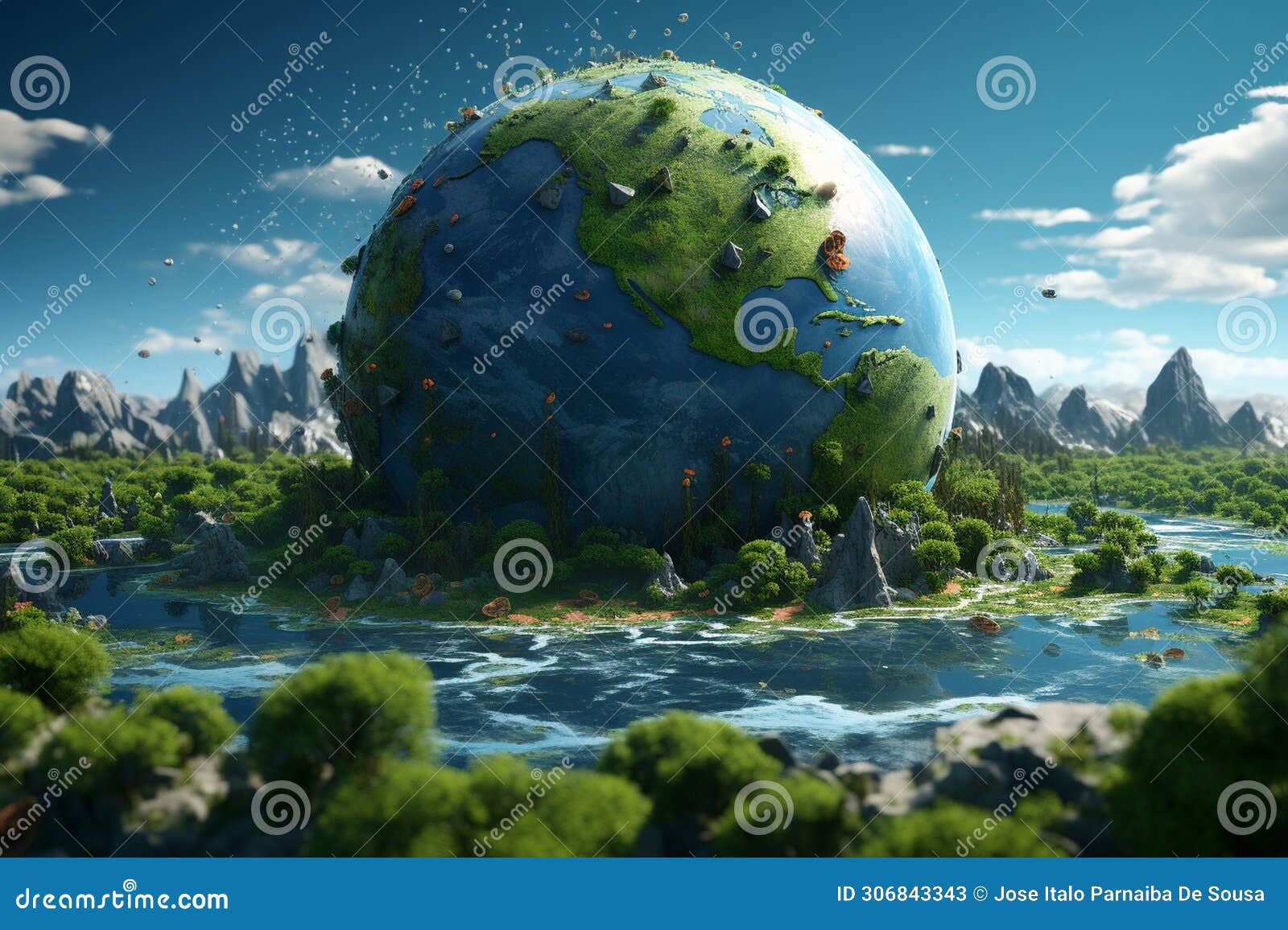 Earth Illustration Featuring the. Generative Ai Stock Illustration ...
