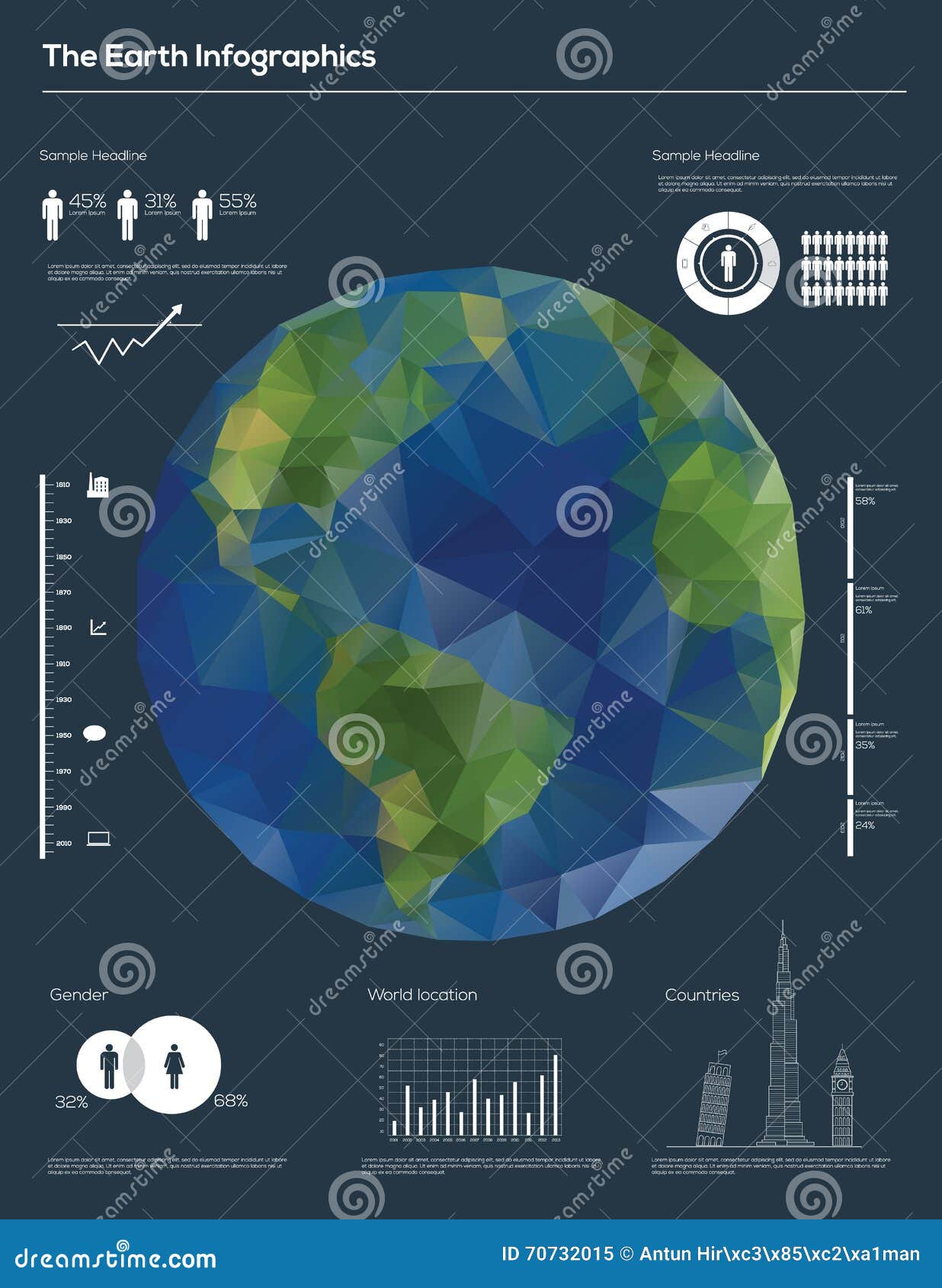 Earth infographic vector stock vector. Illustration of banner - 70732015
