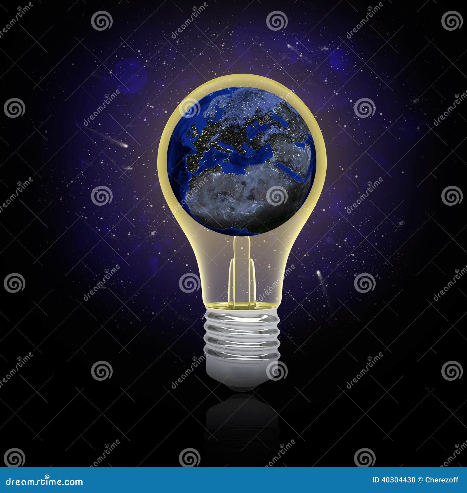 Earth inside the bulb stock illustration. Illustration of starry - 40304430