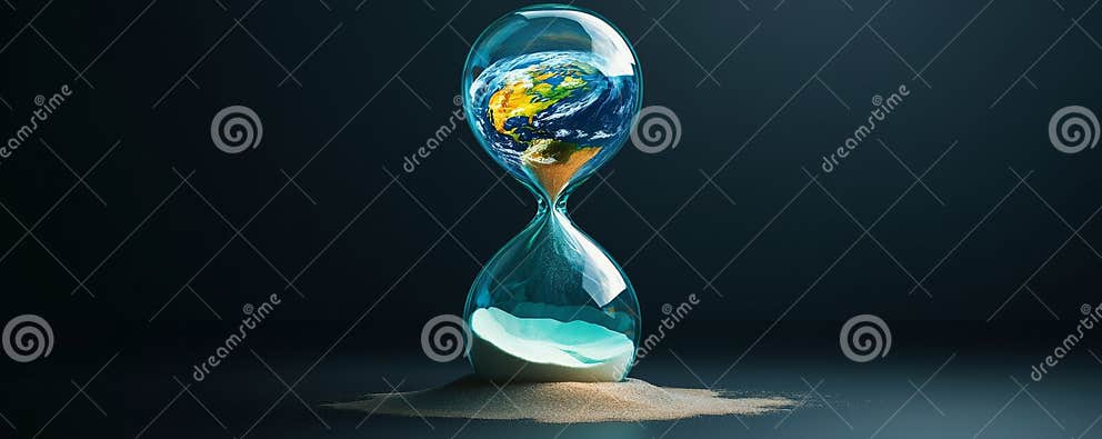 Earth Inside Hourglass Symbolizing Time and Environmental Concept Stock ...