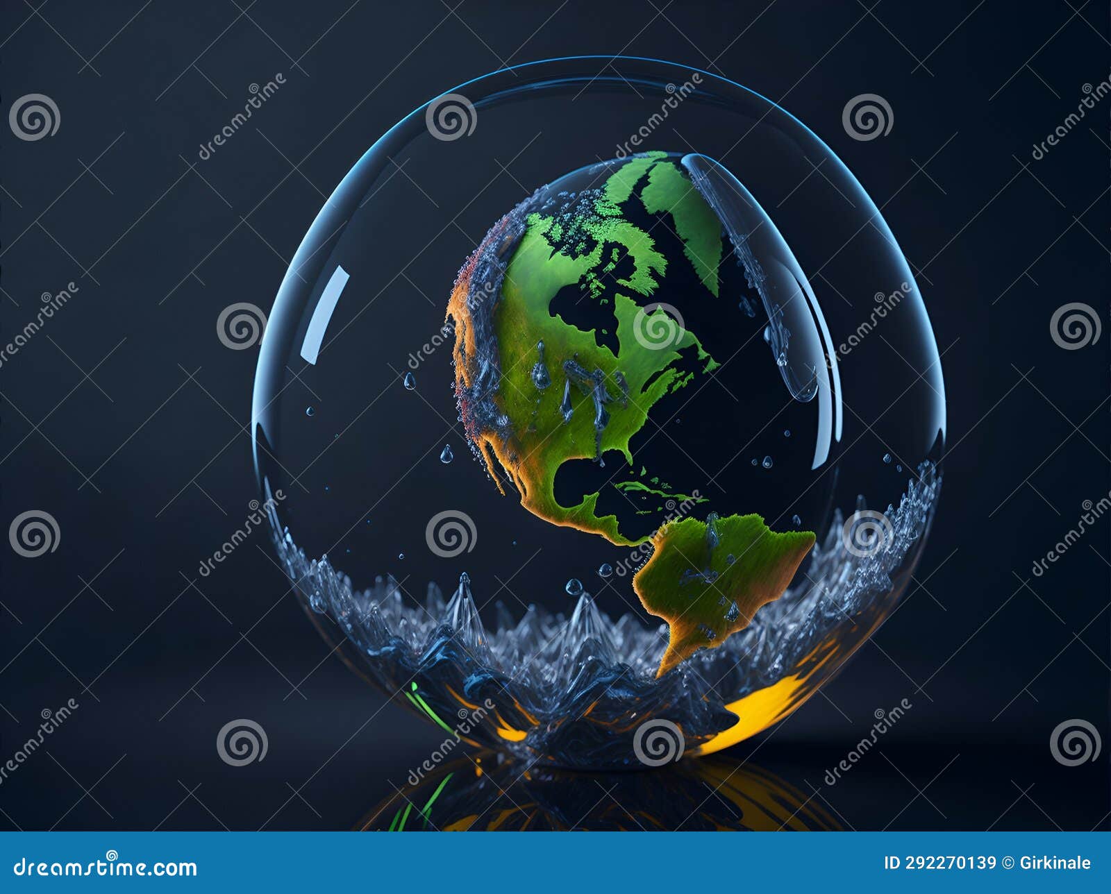 Earth Inside a Water Drop. Ai Generated Stock Illustration ...