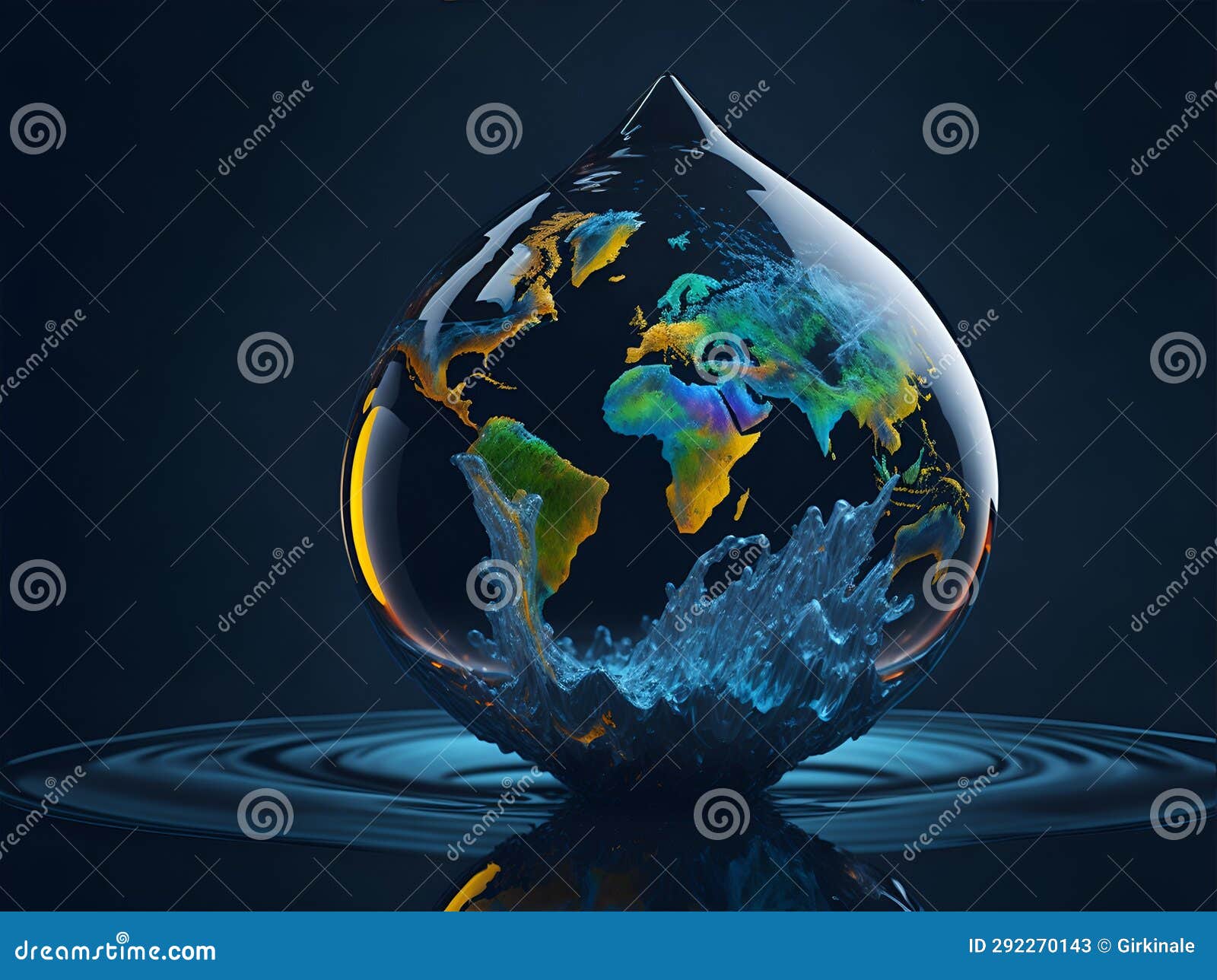 Earth Inside a Water Drop. Ai Generated Stock Illustration ...