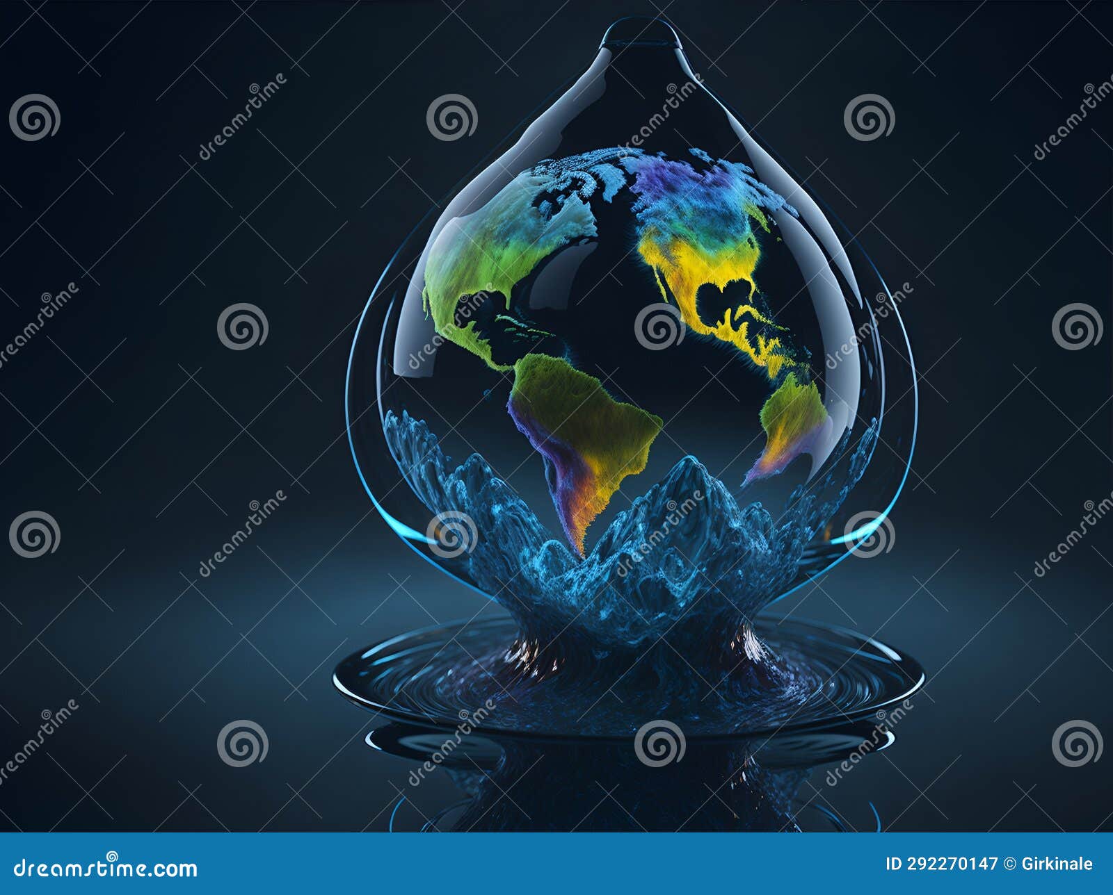 Earth Inside a Water Drop. Ai Generated Stock Illustration ...