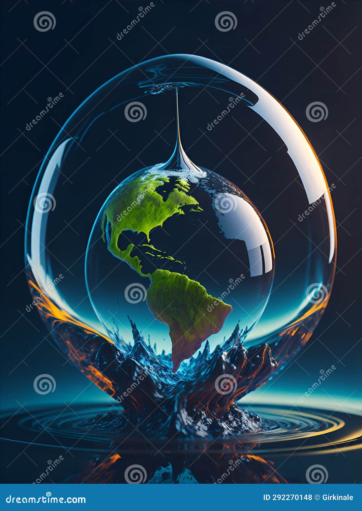 Earth Inside a Water Drop. Ai Generated Stock Illustration ...