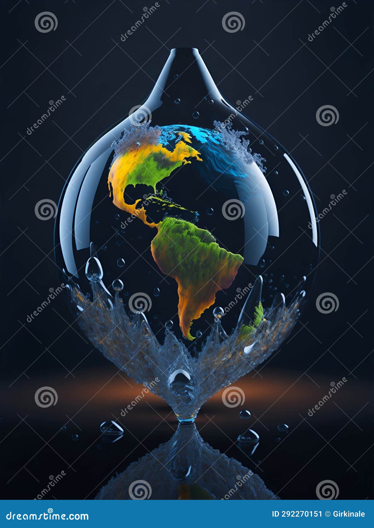 Earth Inside a Water Drop. Ai Generated Stock Illustration ...