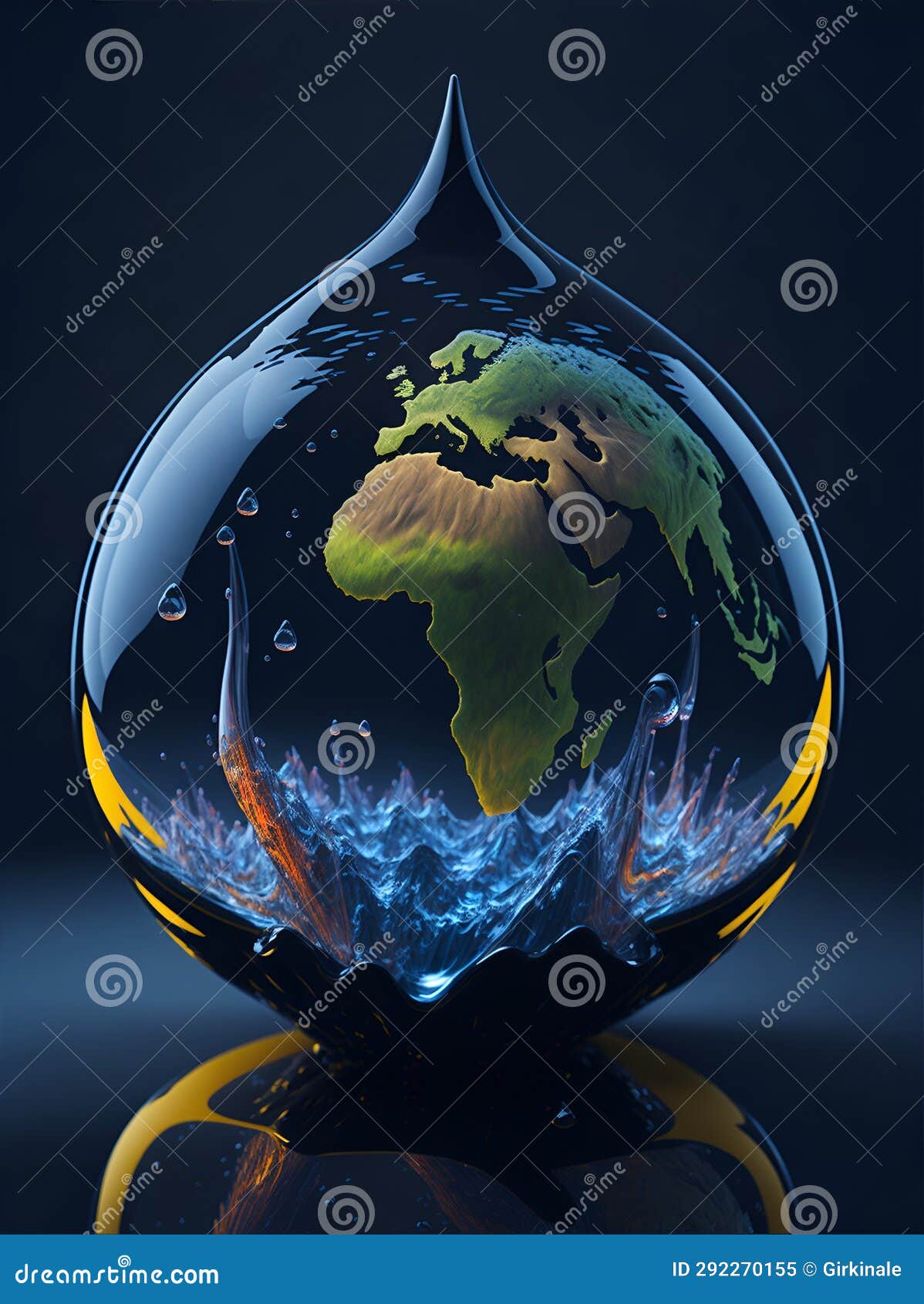Earth Inside a Water Drop. Ai Generated Stock Illustration ...